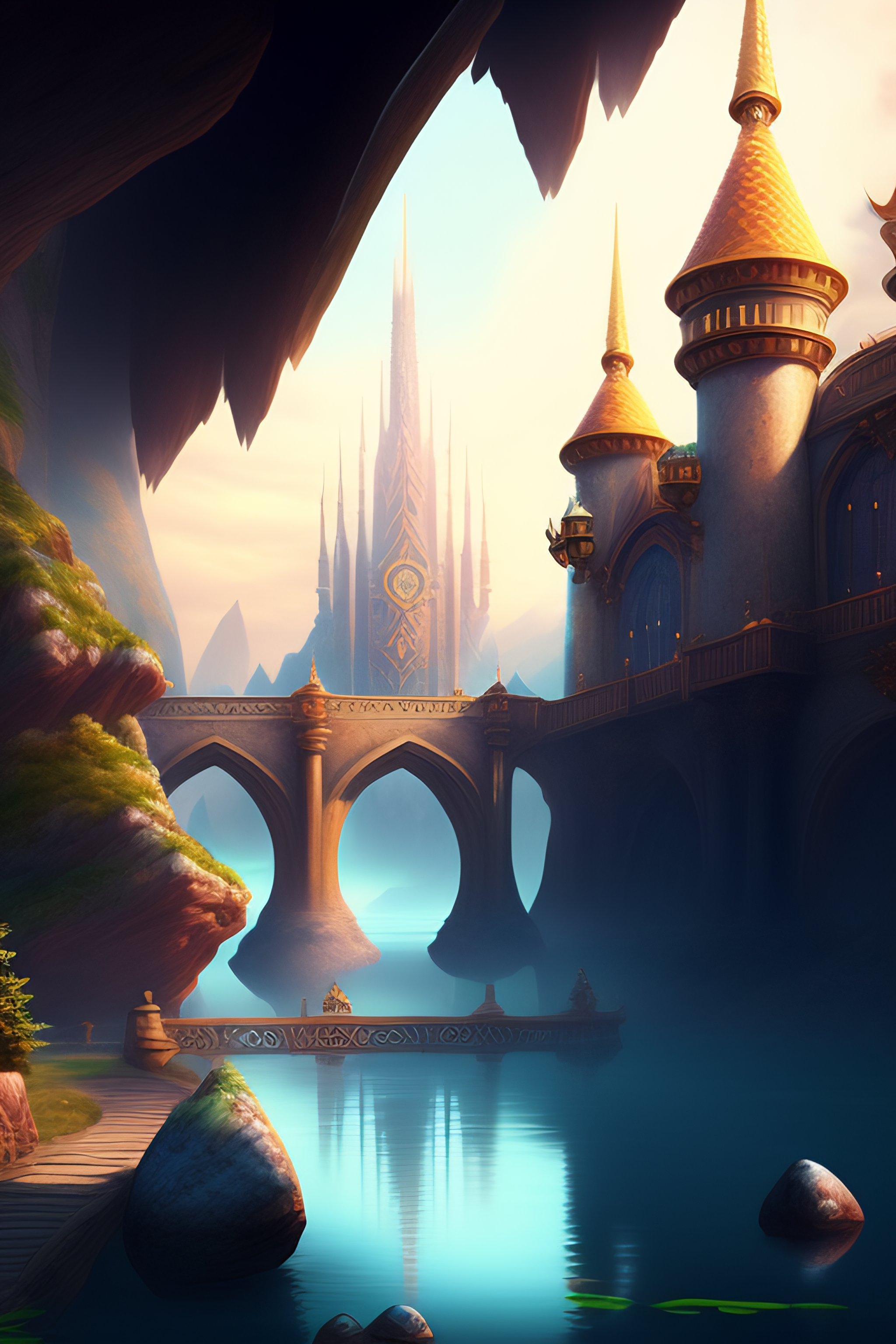 Lexica - Fantasy background, concept art, matte painting, city square ...