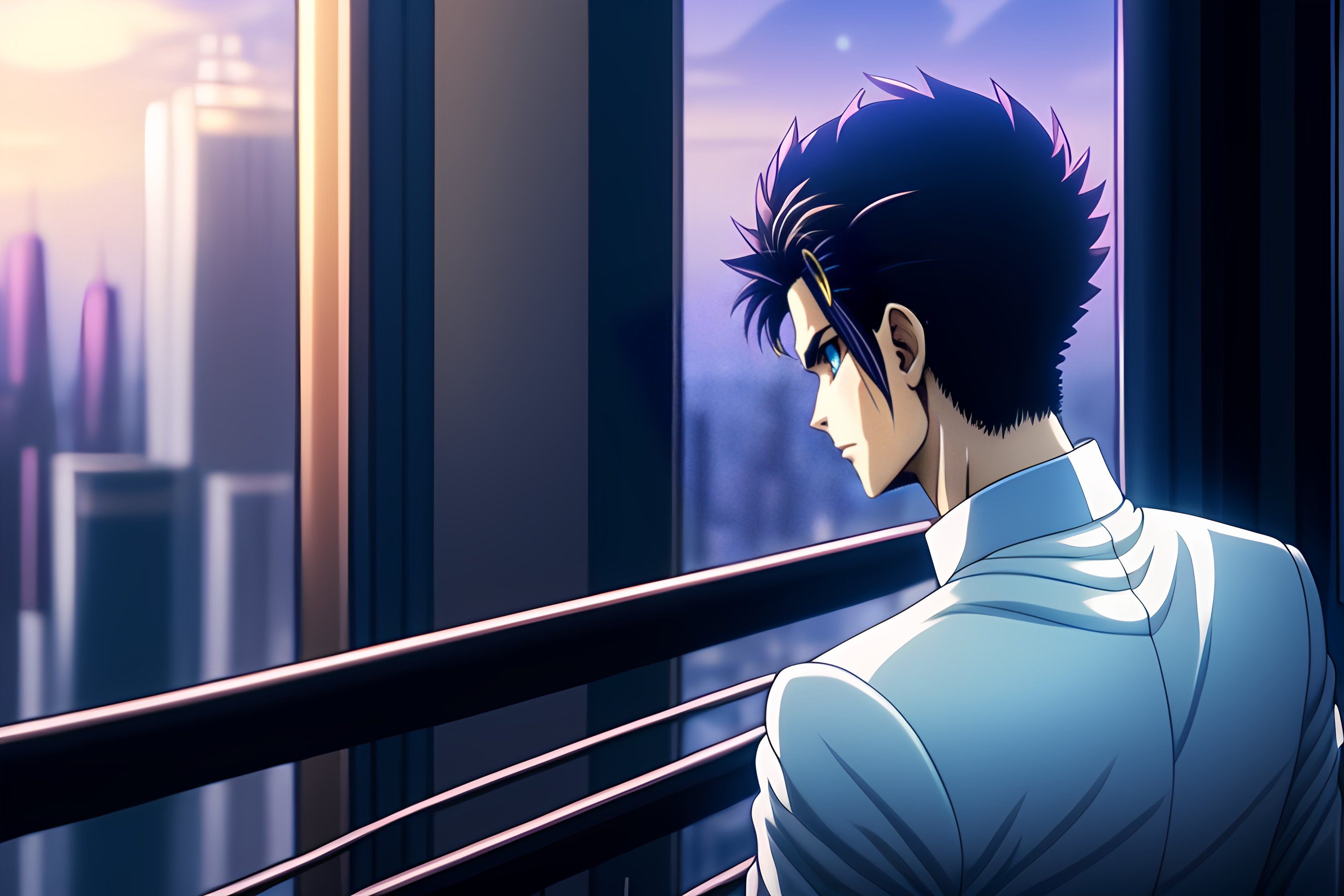 Lexica - Illustration of Chrollo from Hunter x Hunter in a skyscraper ...