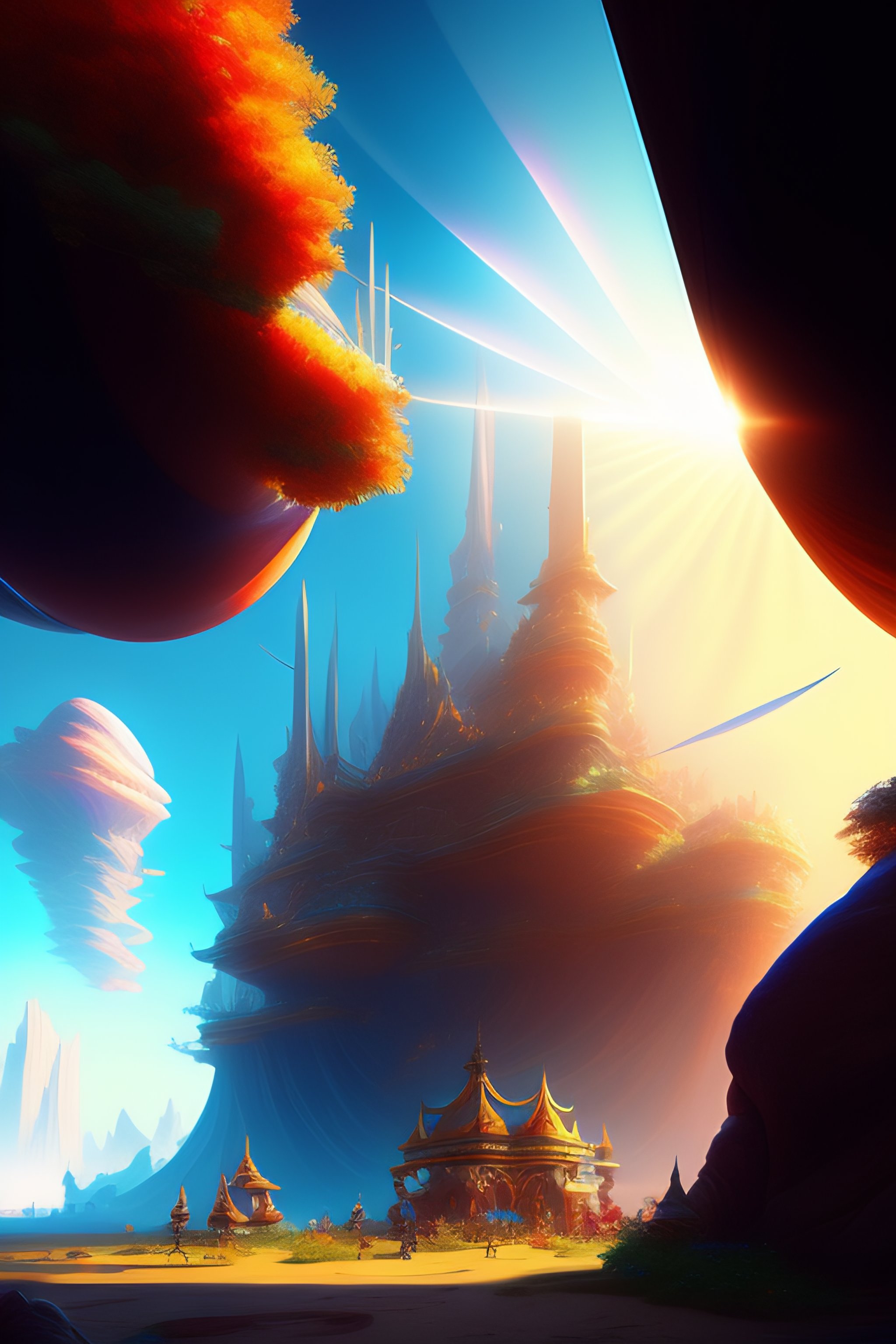 Lexica - Applebees megastructure, god rays, wide angle, fantasy art ...