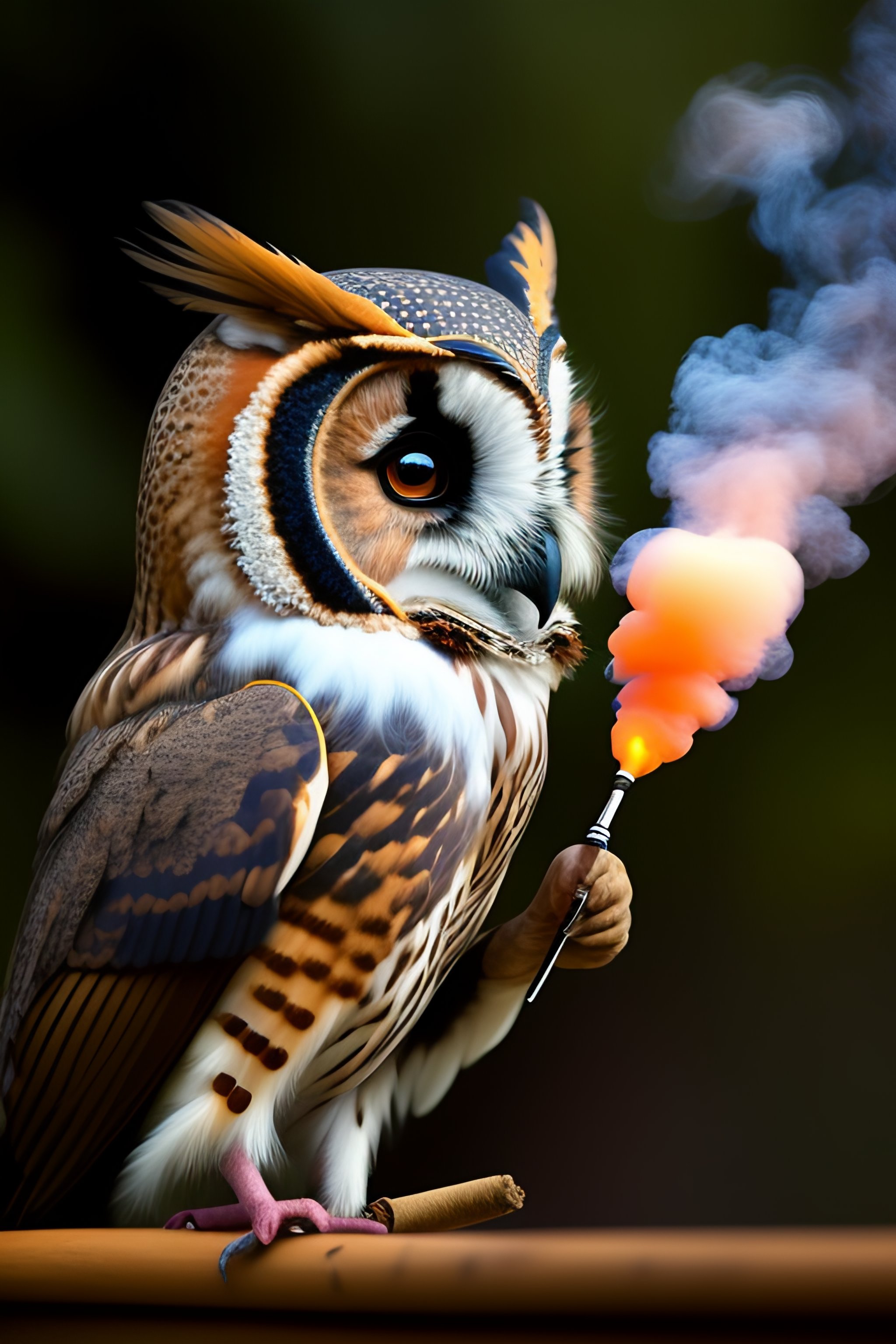 Lexica - An old photograph of an owl smoking a cigar