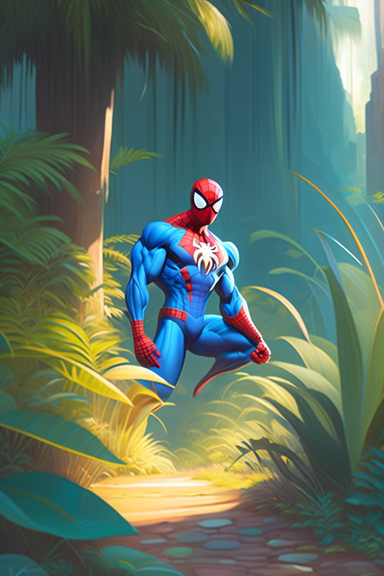 Lexica - "Spider-Man in a Jungle" by Syd Mead, cold color palette ...