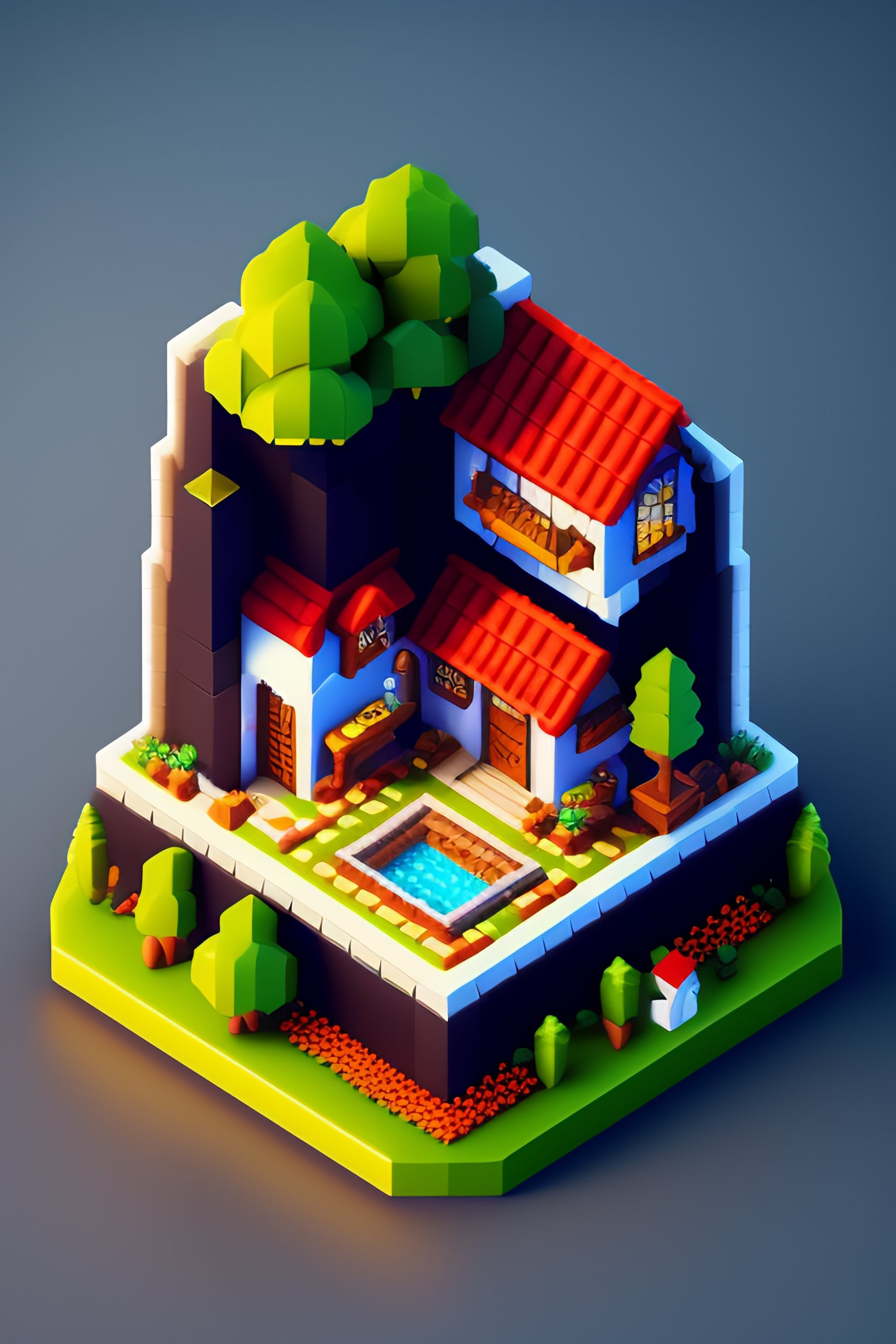 Lexica - Detailed isometric real estate, pixel art, c4d, full focus, isolated background
