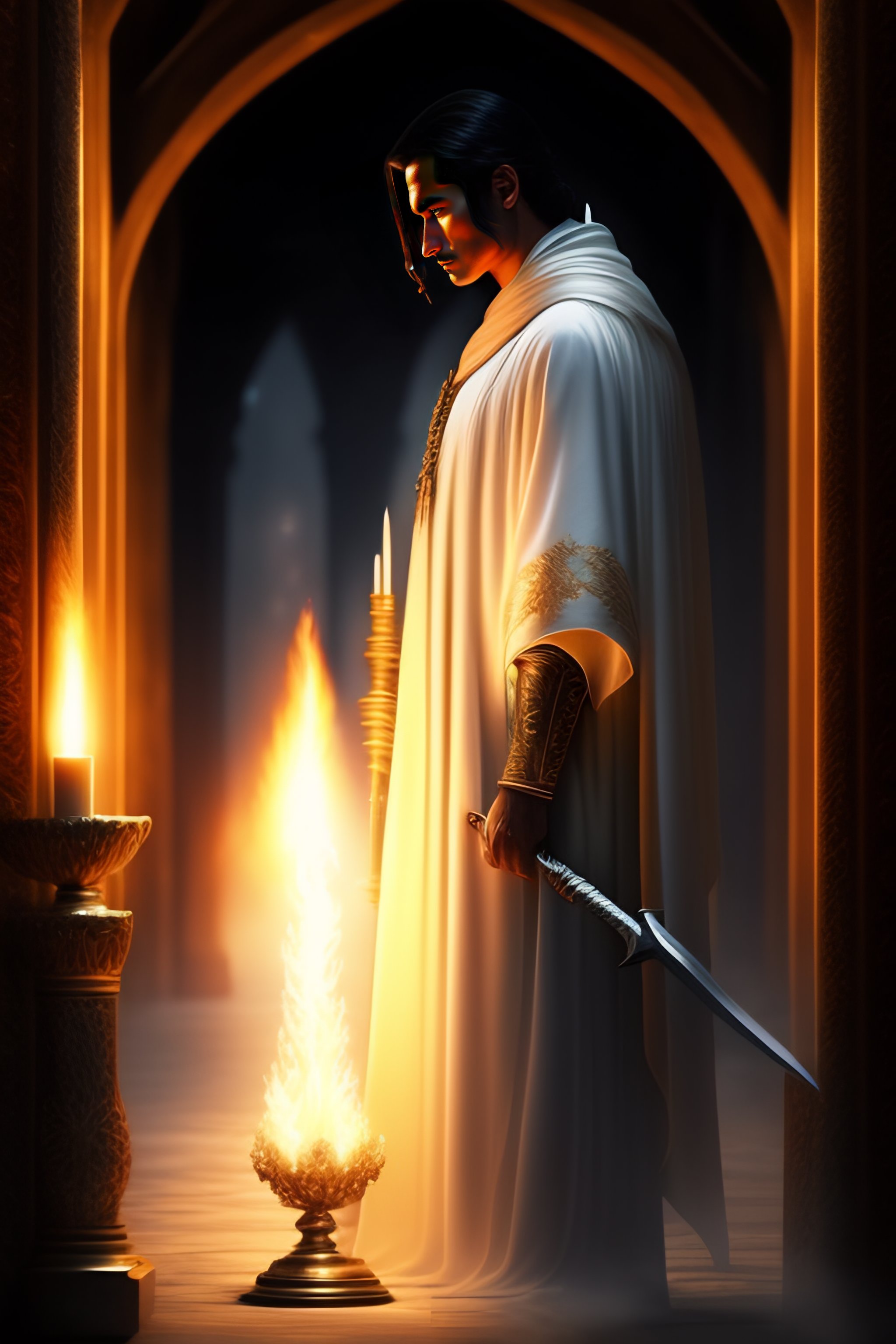 Lexica - , fantasy, a bold man standing alone with he's a head bowed ...