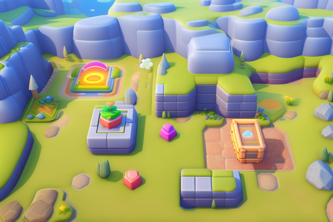 Lexica - 2D illustration, Kirby Star Allies, daylight, map, game areas ...