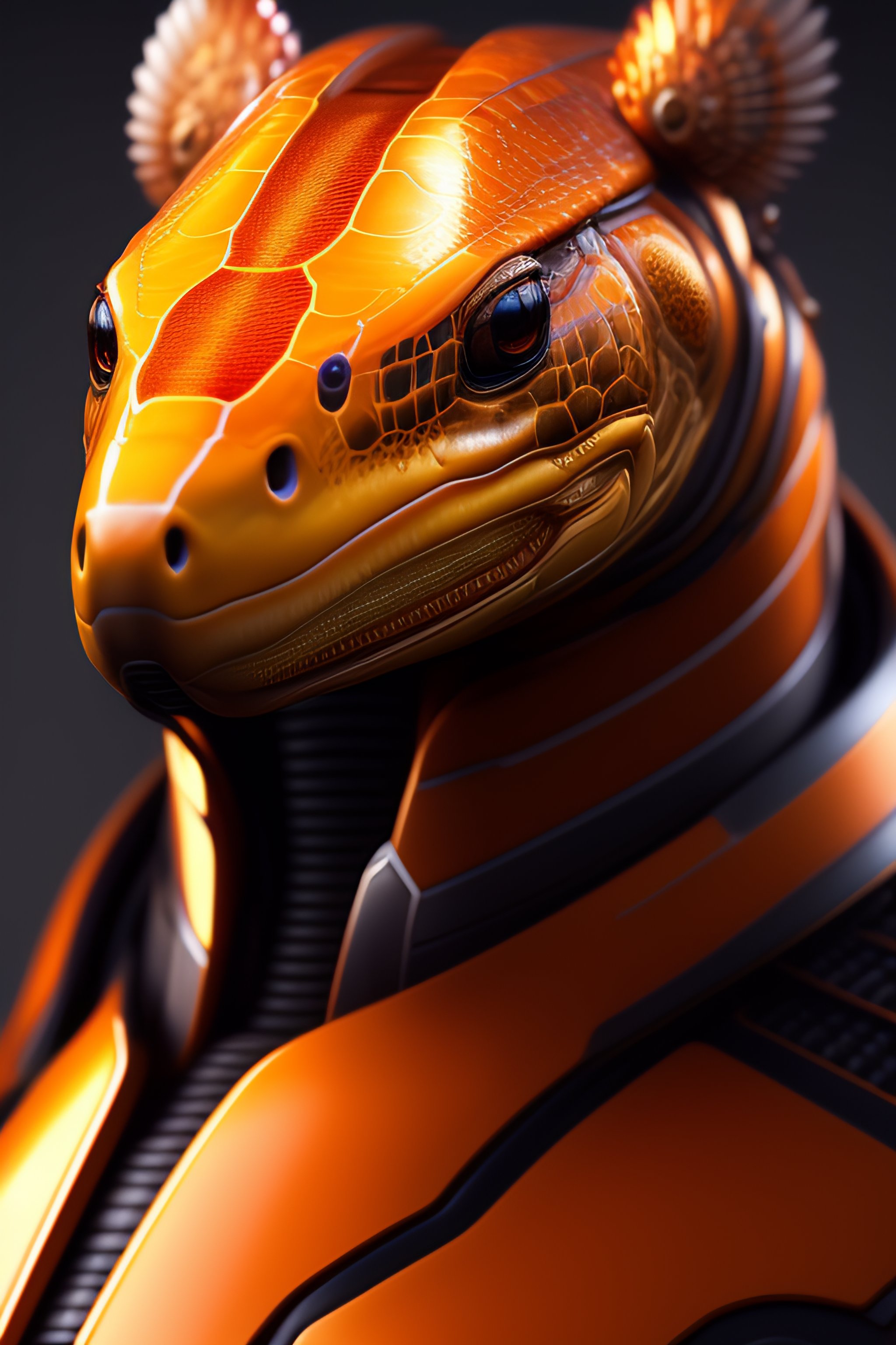 Lexica - Portrait of a cybernetic orange snake a spiritual full body ...