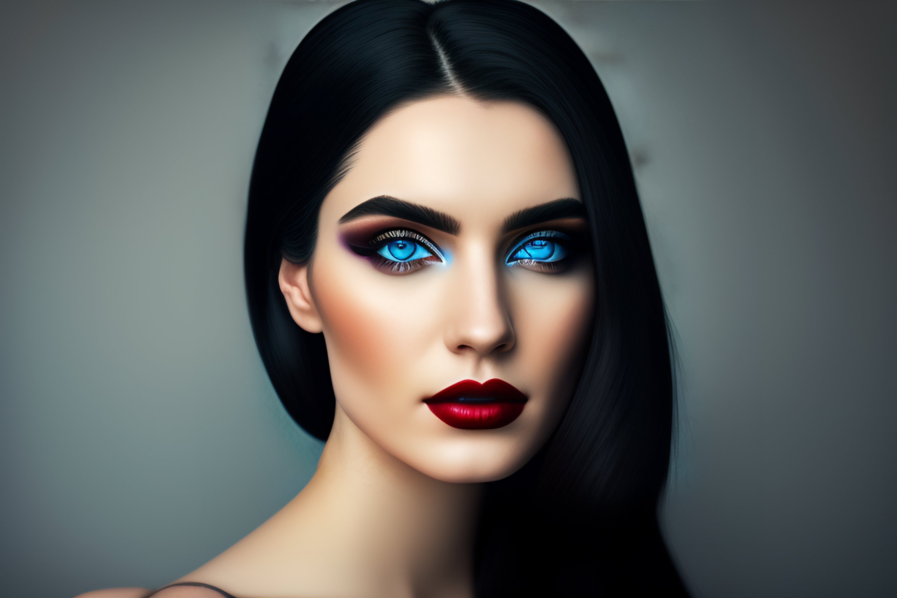 Lexica - A portrait of a beautiful white girl, long straight raven ...