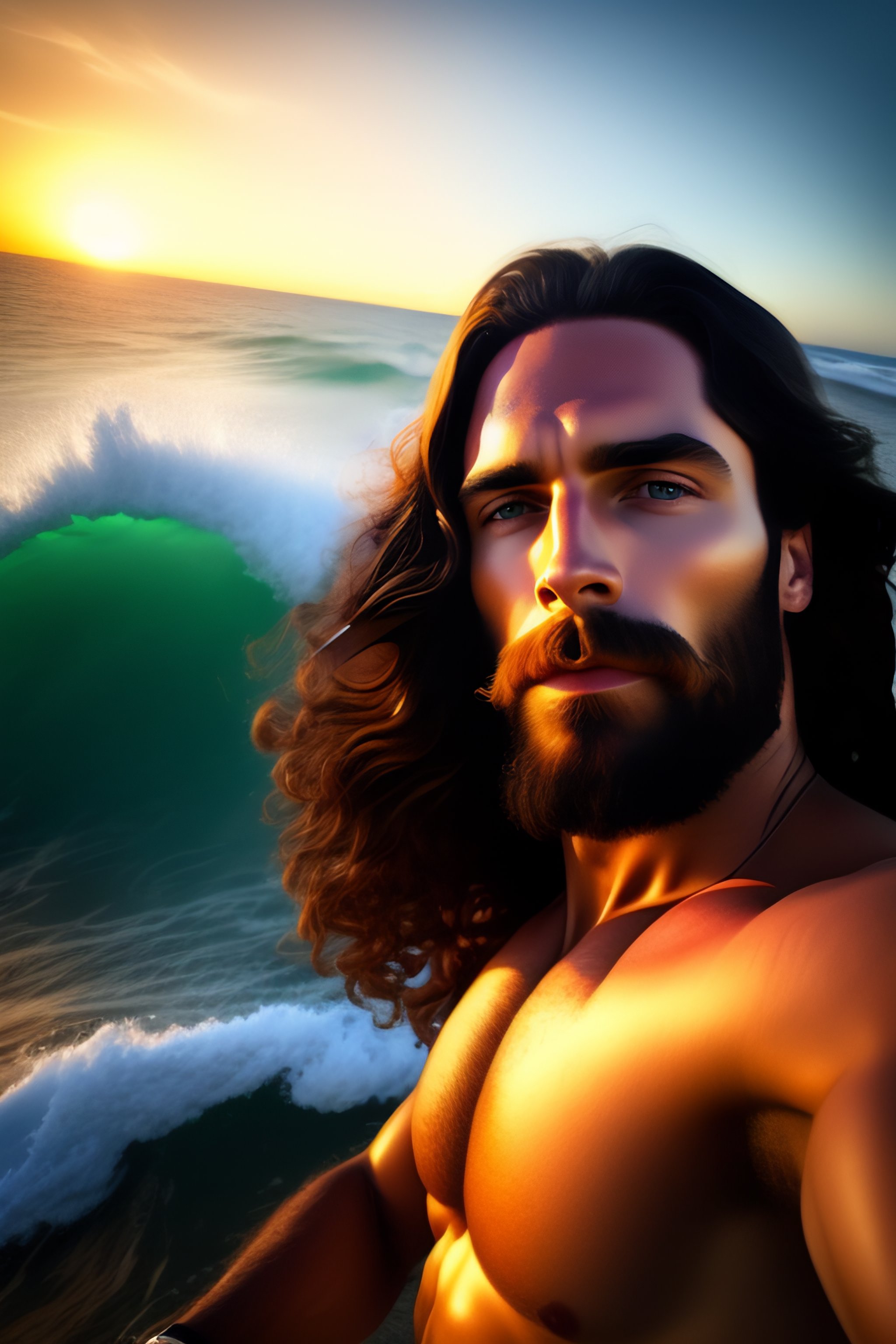 Lexica - Jesus christ selfie on surf