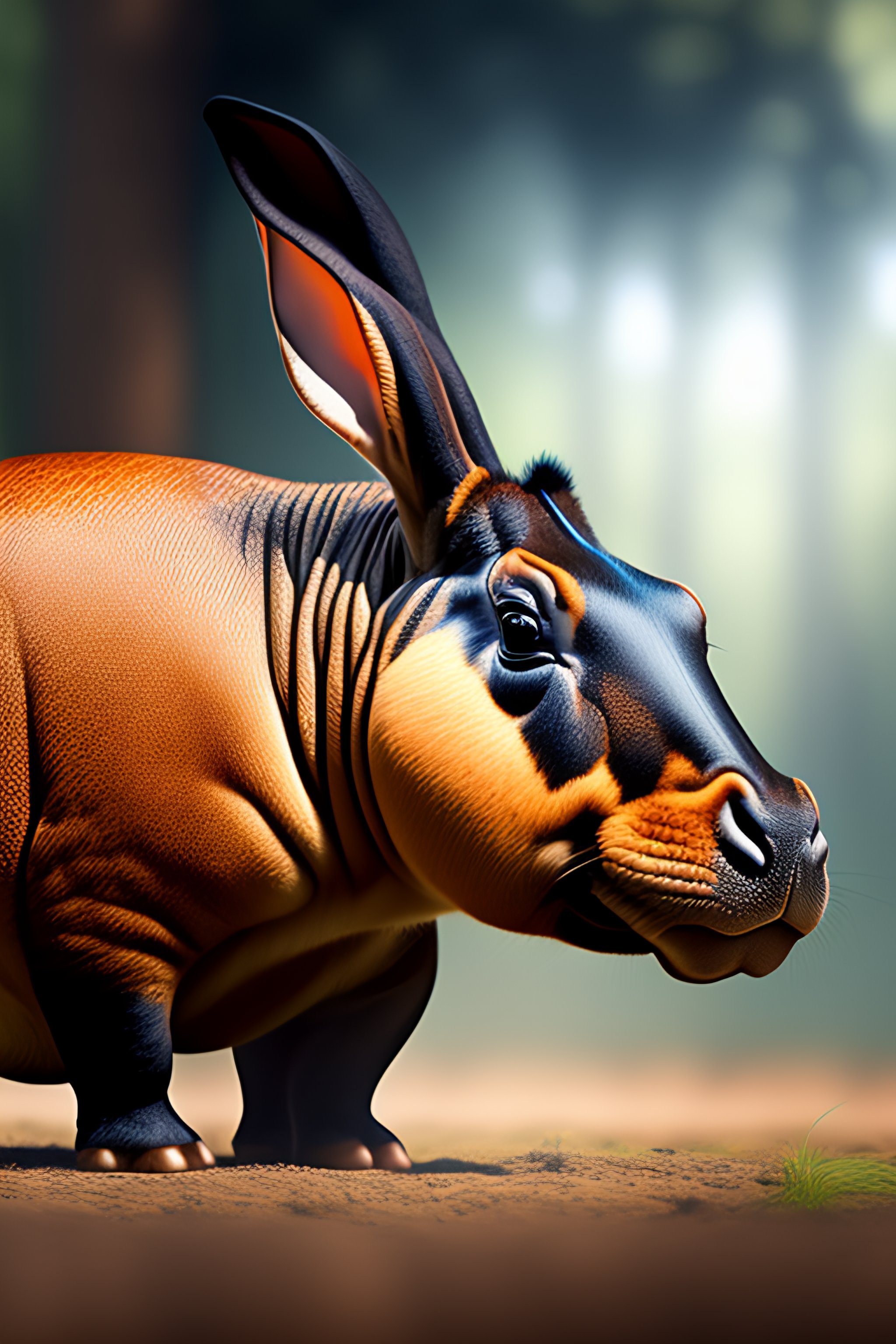 Lexica - Realistic painting of a rabbit and hippopotamus hybrid animal ...