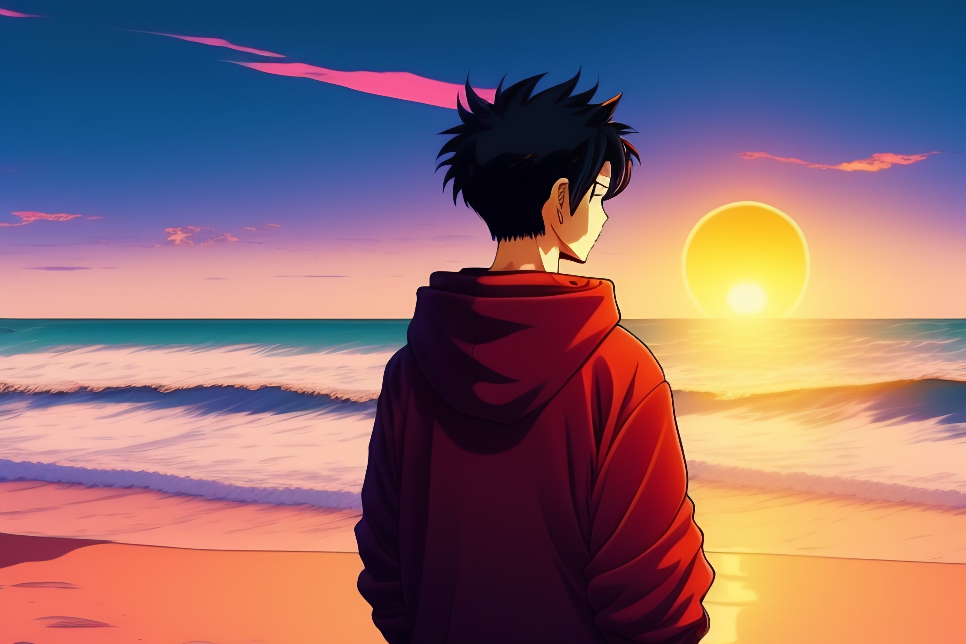 Lexica - Vintage 90's anime style. Lofi. A Japanese guy wearing a black ...