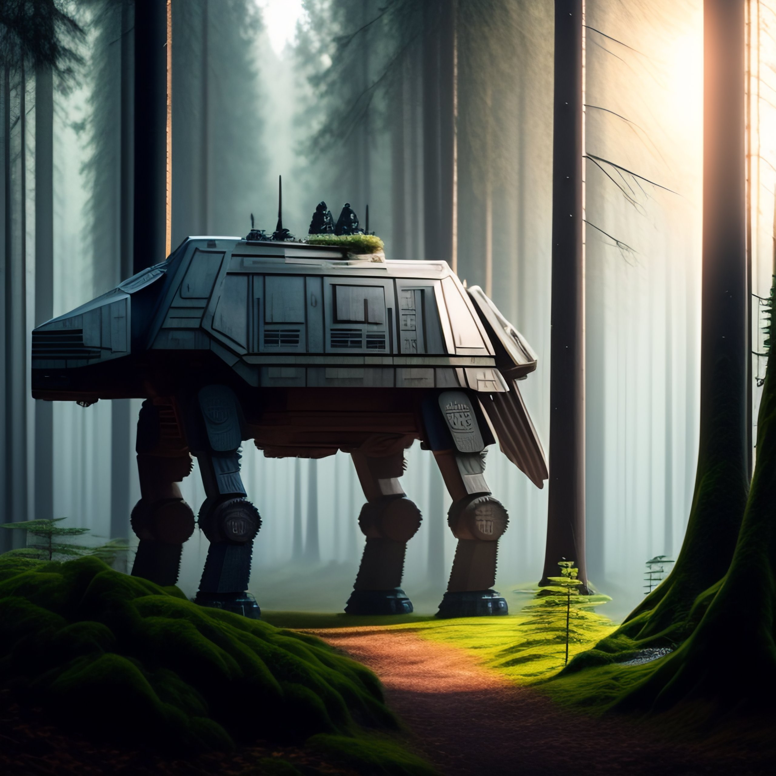 Lexica - Star wars at-at walker in the forest cinematic