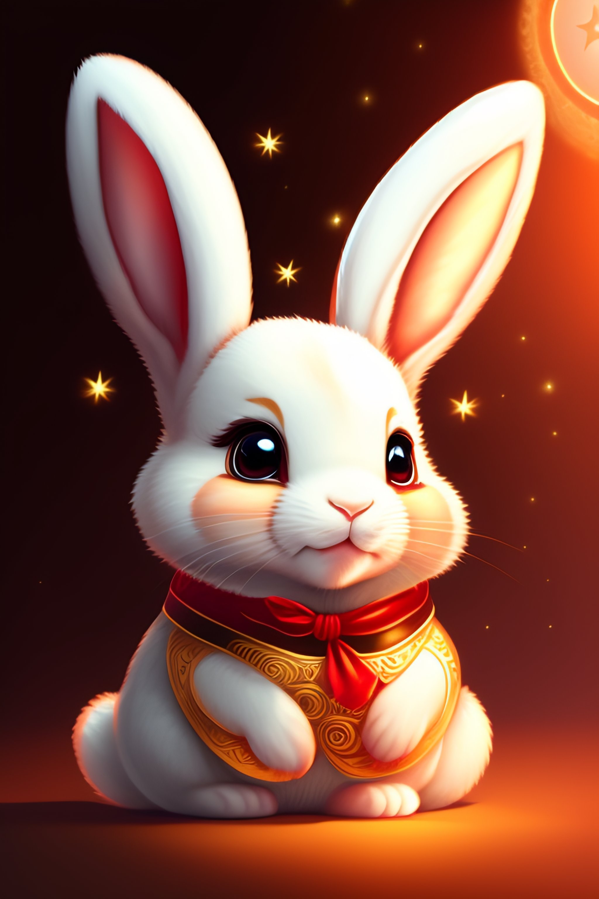 Lexica - Smiling, happy, cute and chibi rabbit bunny, long ears, lunar ...