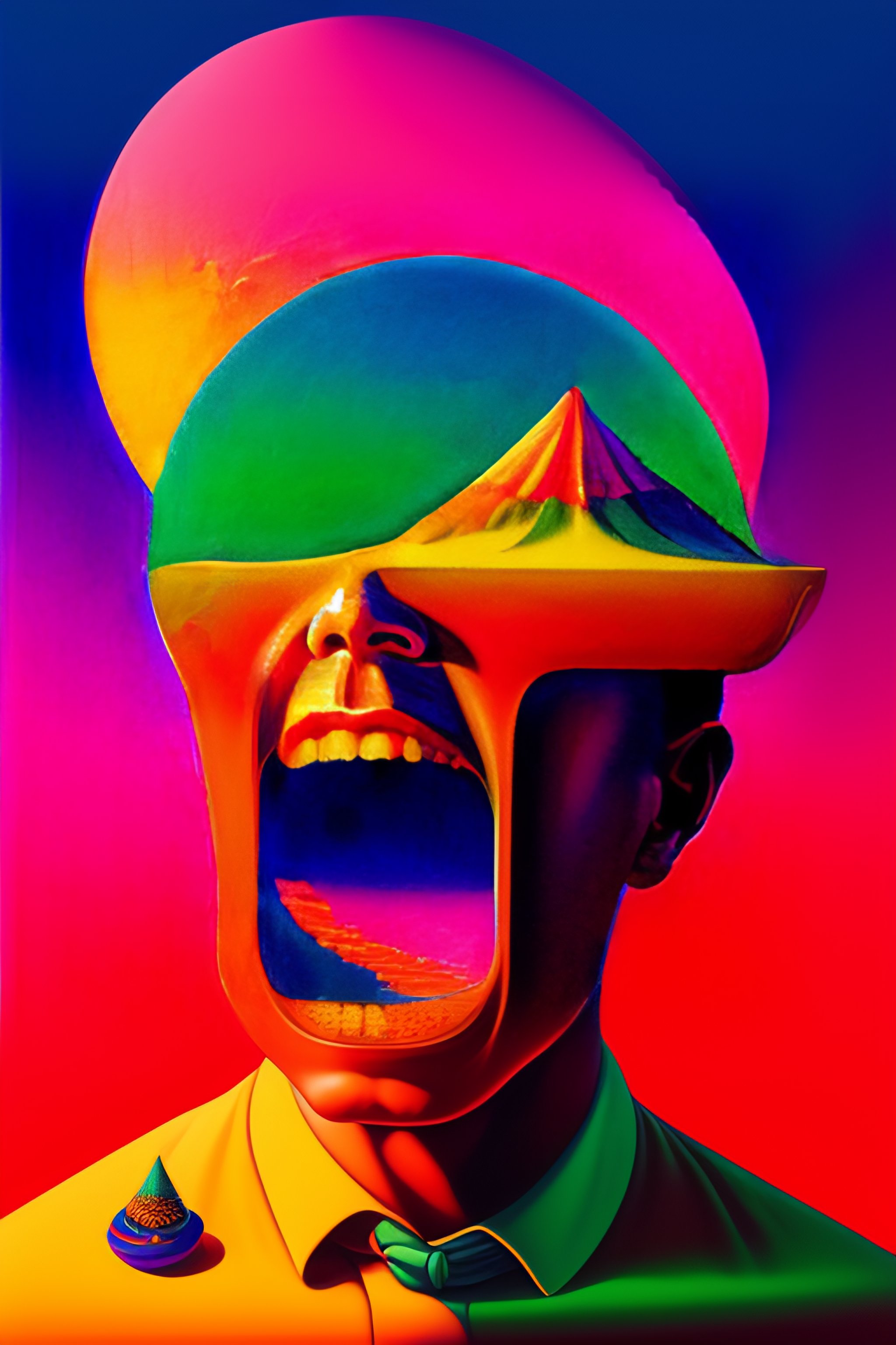 Lexica - A colorful vibrant closeup portrait of a magician licking a ...