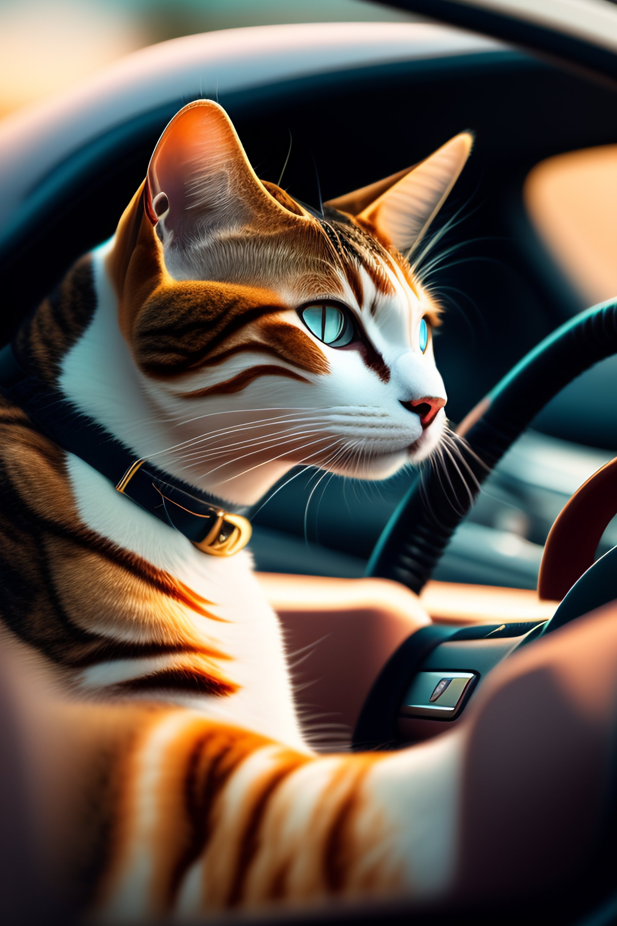 Lexica - 8k image cat driving car