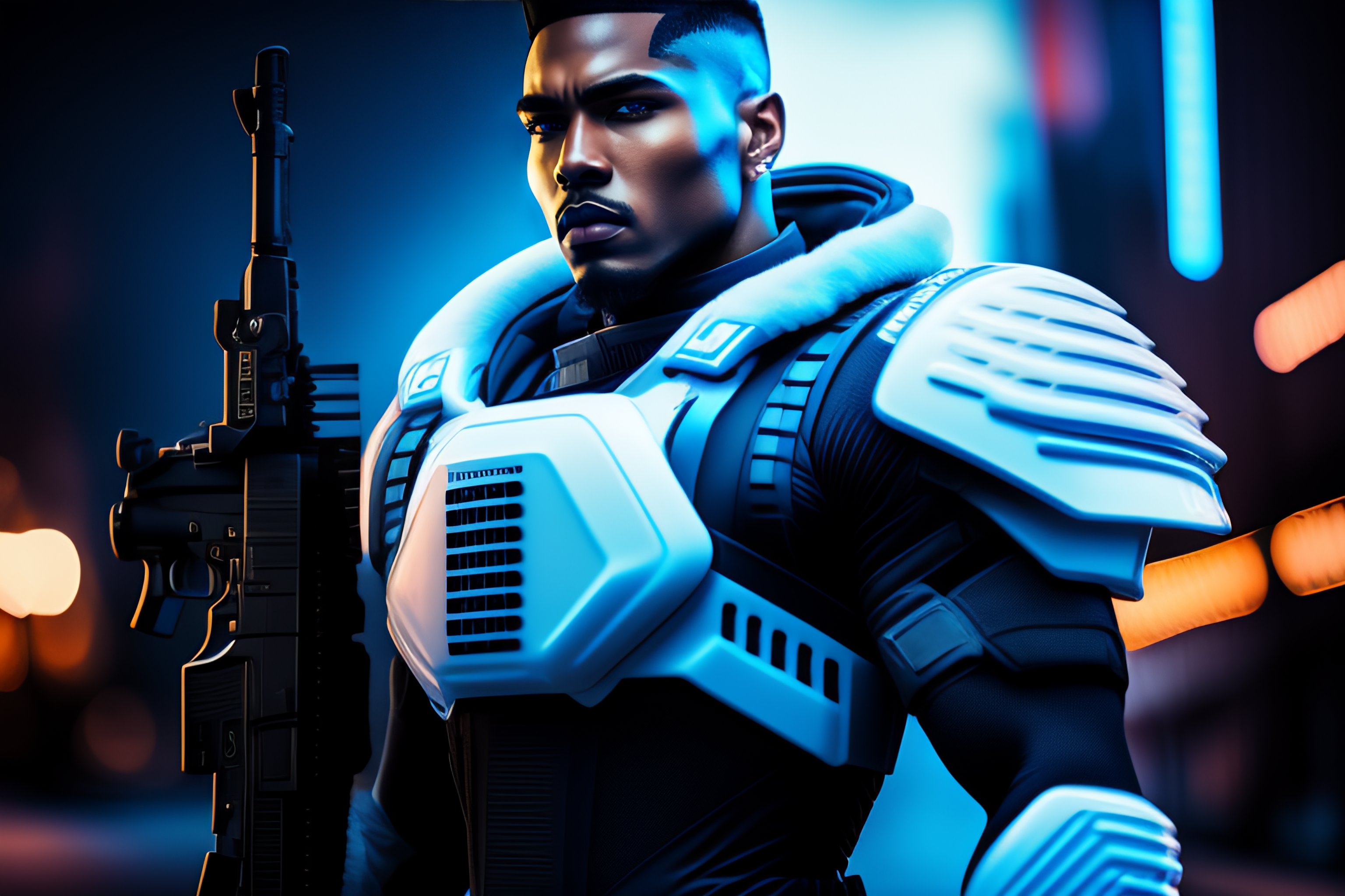 Lexica - Cyberpunk American Army Soldier Holding an AR-15, Special ...