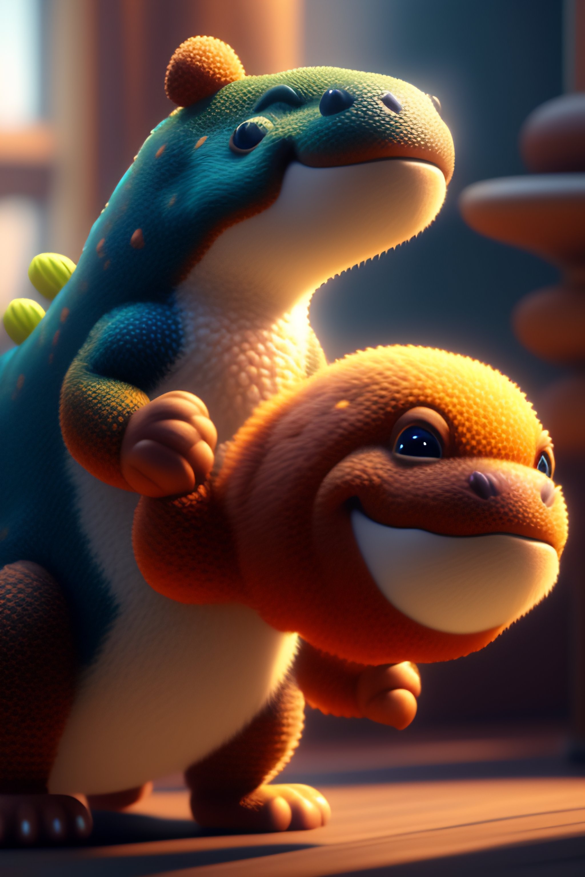 Lexica - Cute adorable little t rex of worsted waving and smiling ...