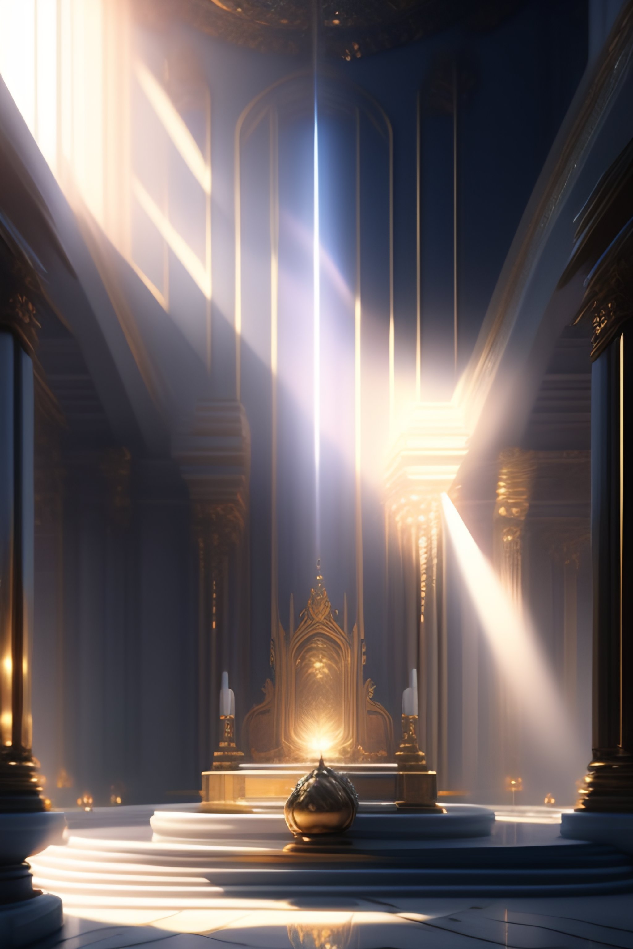 Lexica - A crowded throne room, white marble, god rays, epic cityscape ...