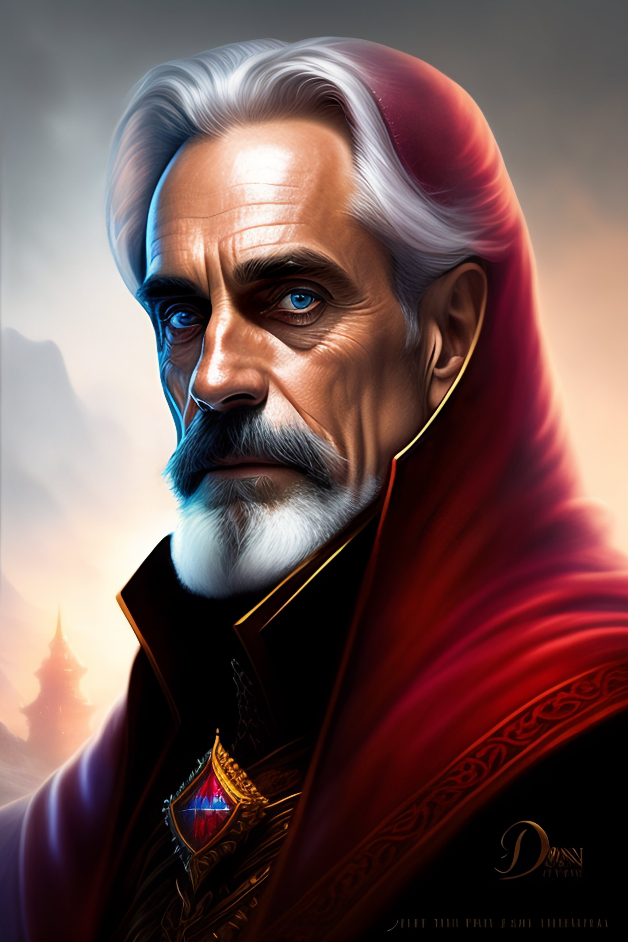 Lexica - Jeremy irons like a red necromancer, dnd style