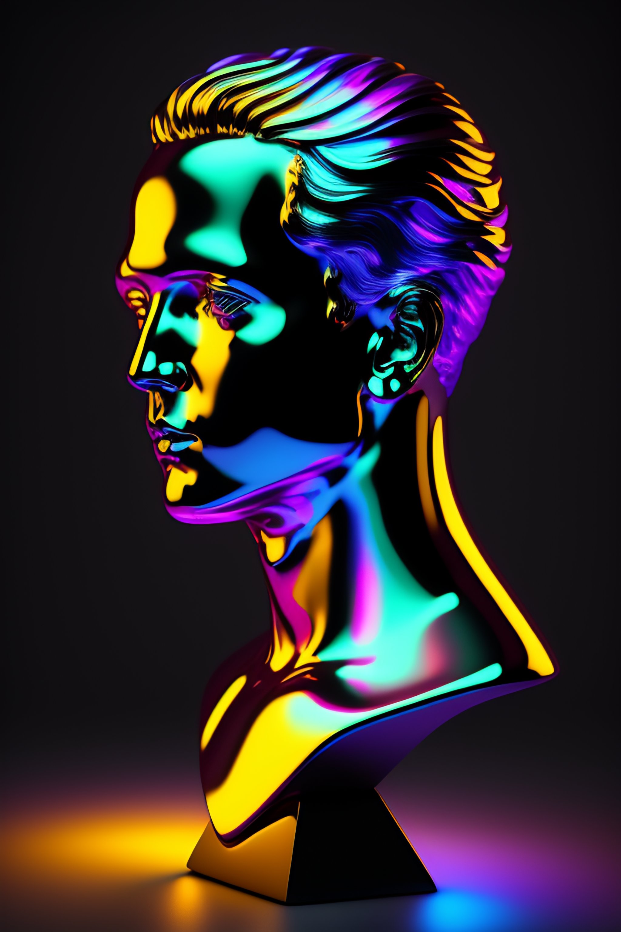 Lexica - 8k render of a glowing reflective iridescent male marble bust ...