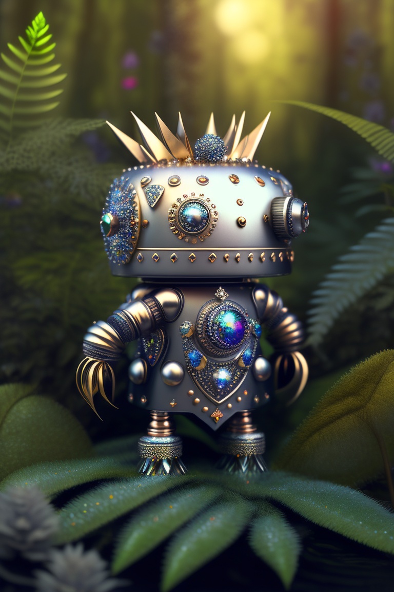 Lexica - Magic trippy silver 1950;s spiked robot with attitude, jewel ...