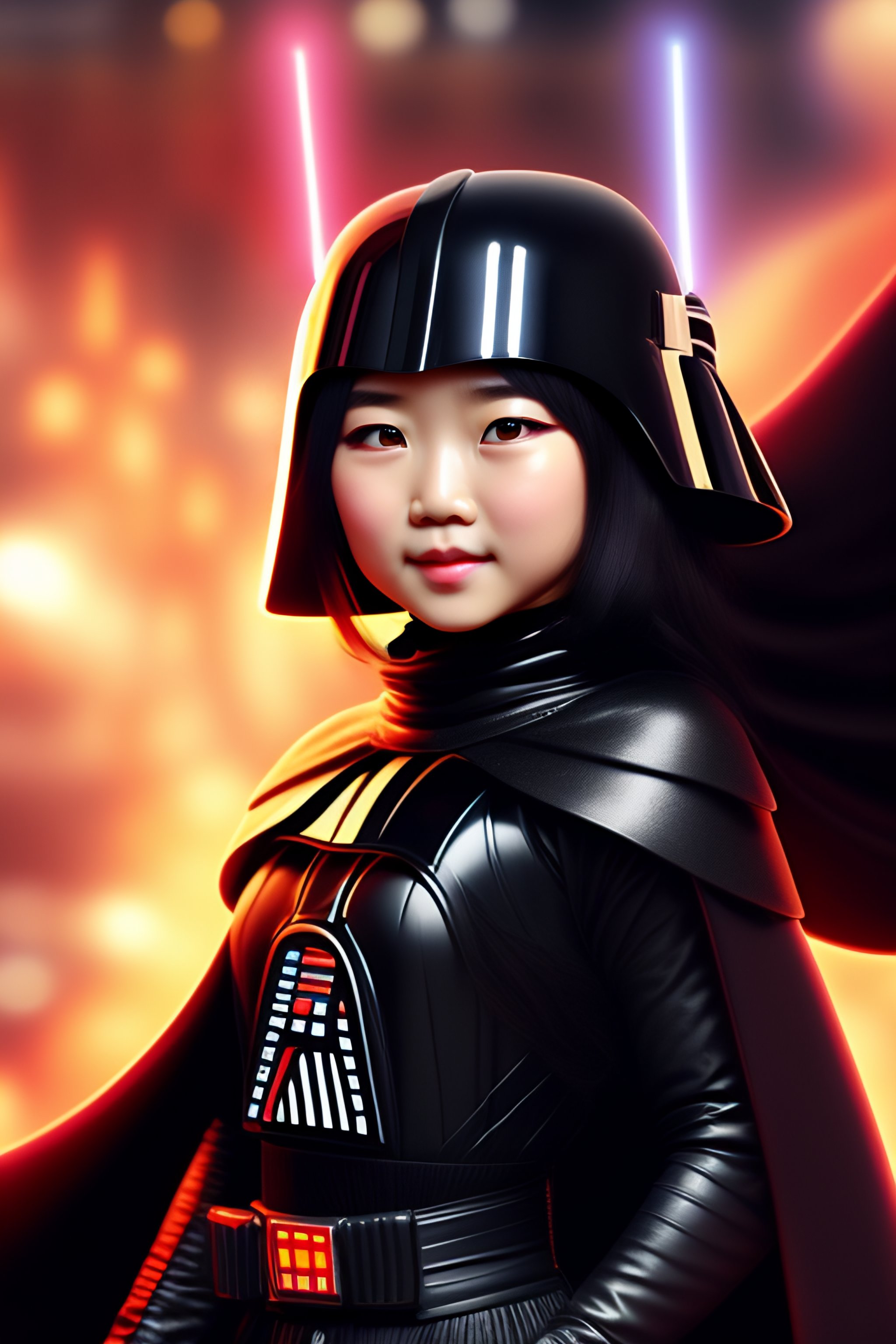 Lexica - Cute, Darth Vader, fight, attack, anime girl