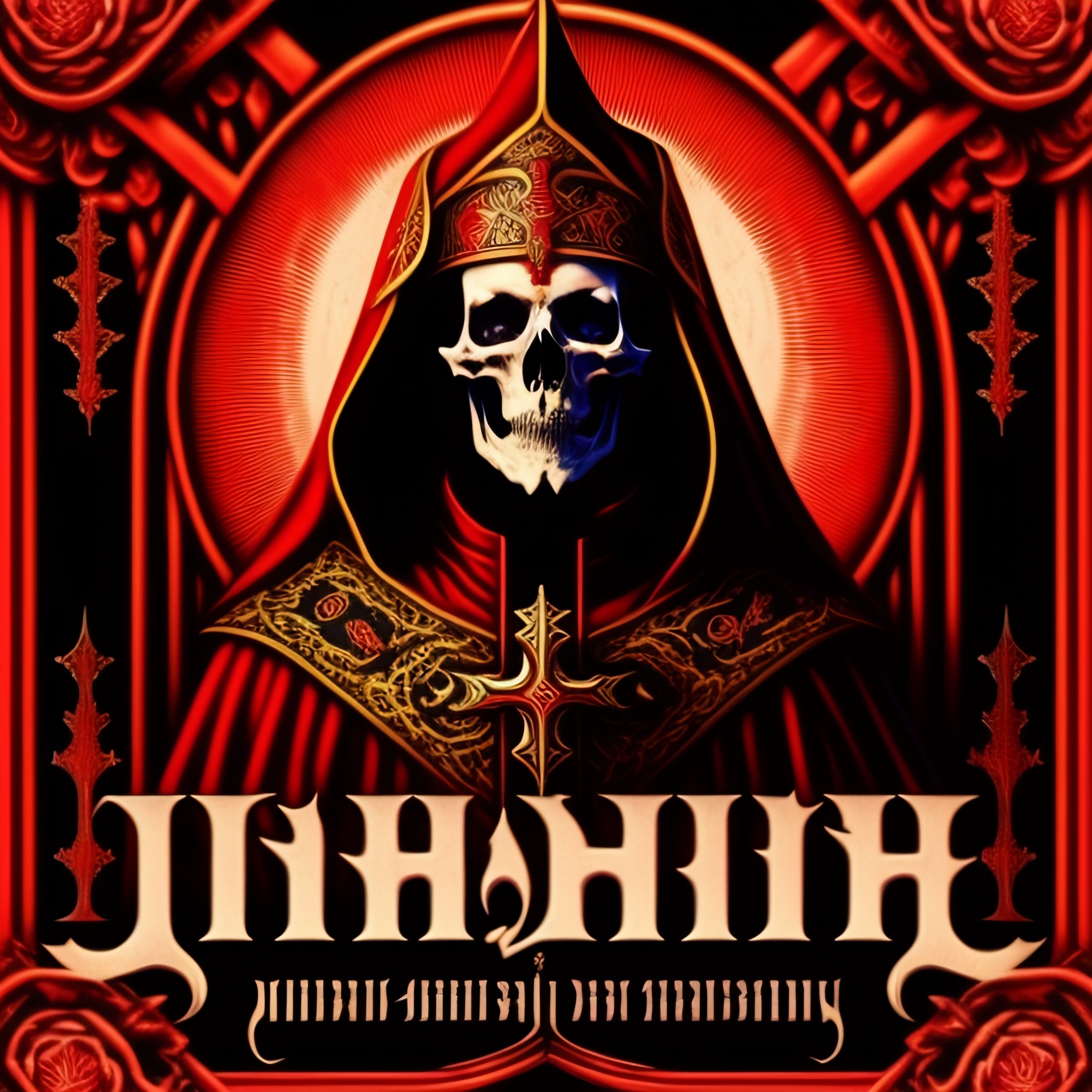 Lexica - Death metal band album cover art, skeleton pope wearing the ...