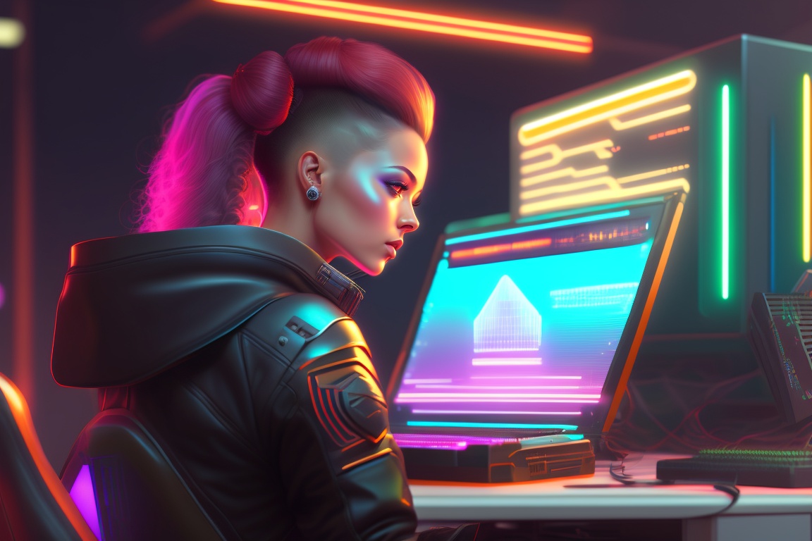 Lexica - Cyberpunk, graphics, beautiful girl marketer, low-poly, at a ...