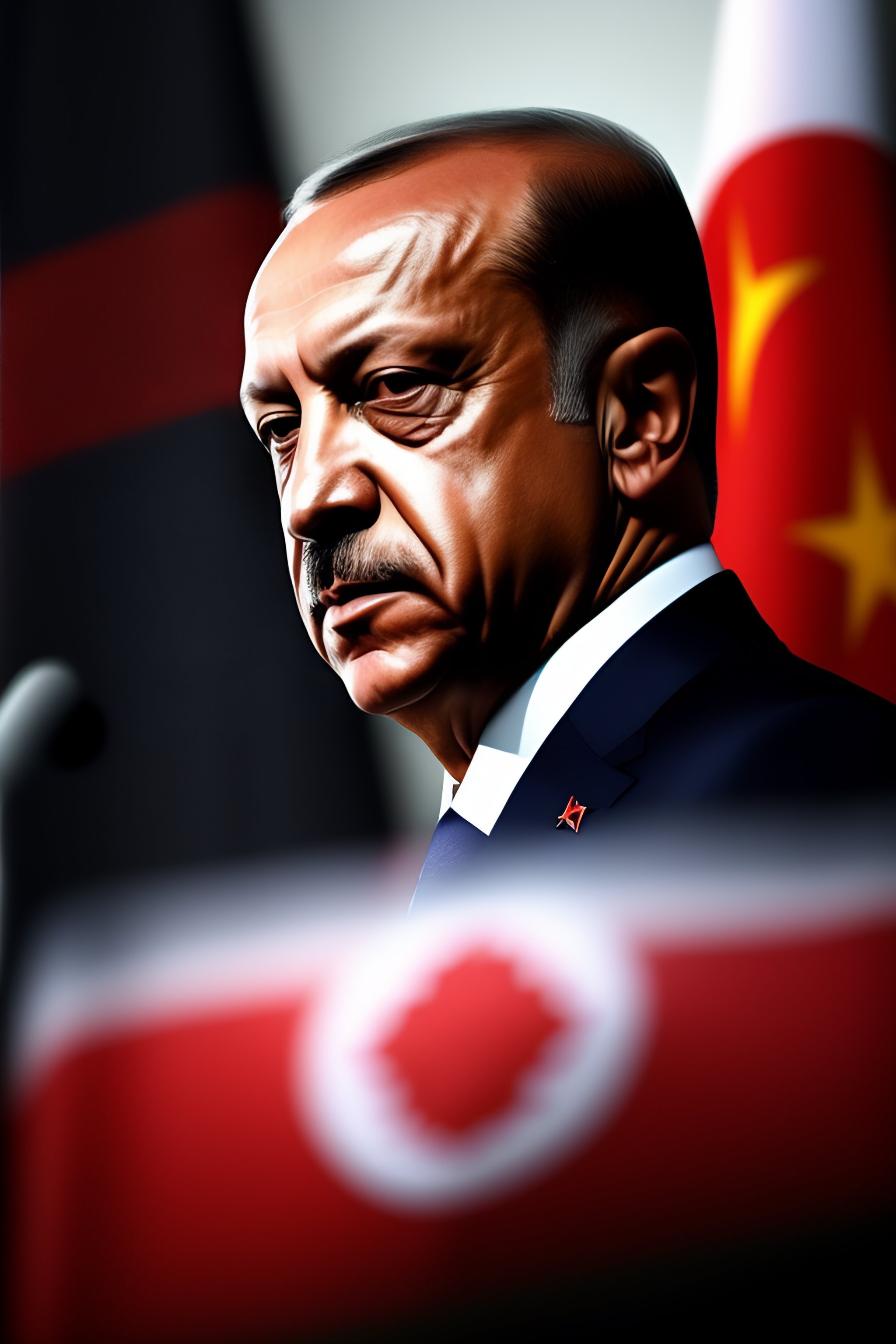 Lexica - Image of Recep Tayyip Erdogan on a black background in front ...