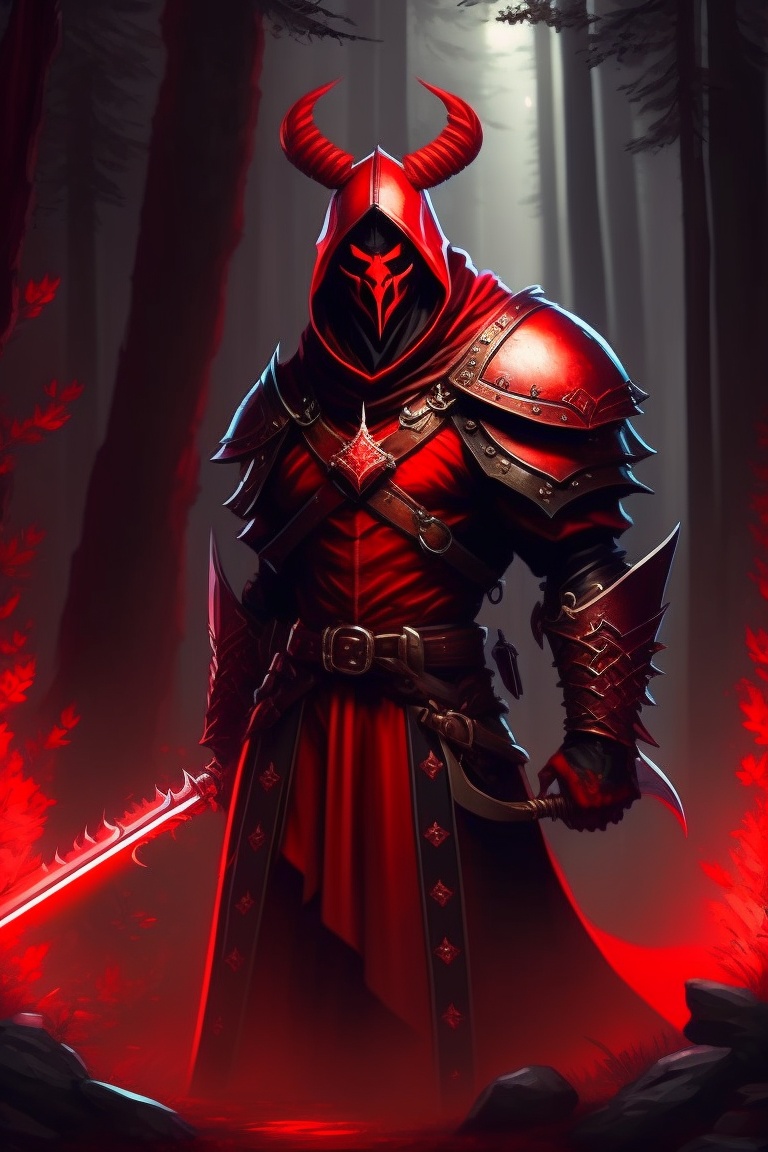 Lexica - Demonic knight, holding a scythe , horror, scary, red colors ...