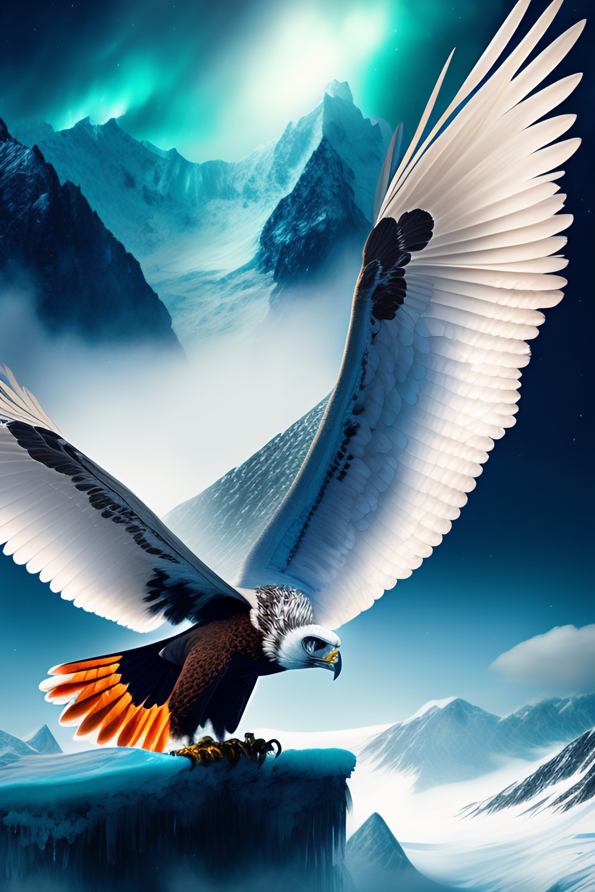 Lexica - Beautiful intricately detailed flying harpy eagle and Alaskan ...