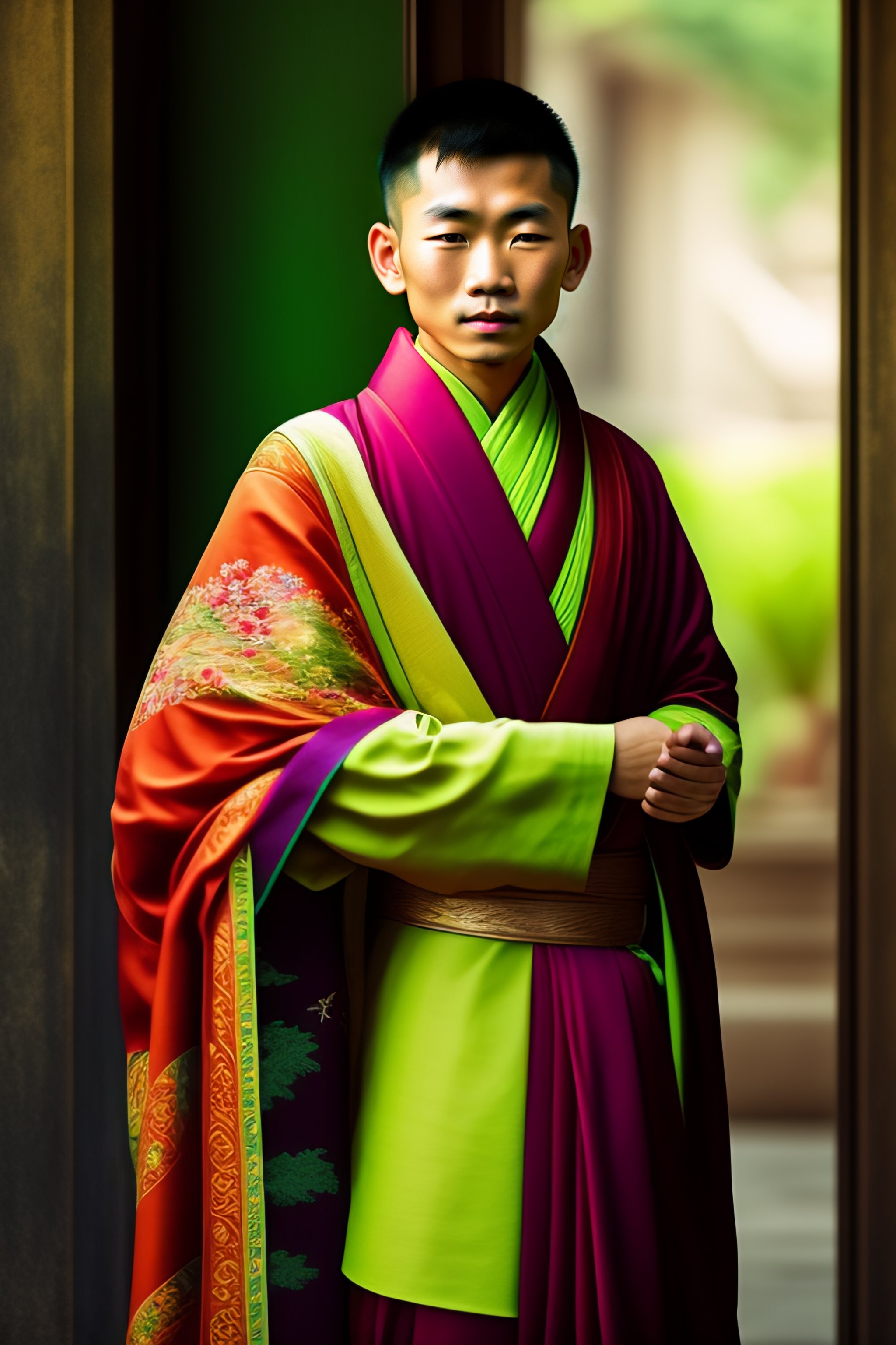 Lexica - Young asian monk with green kimono