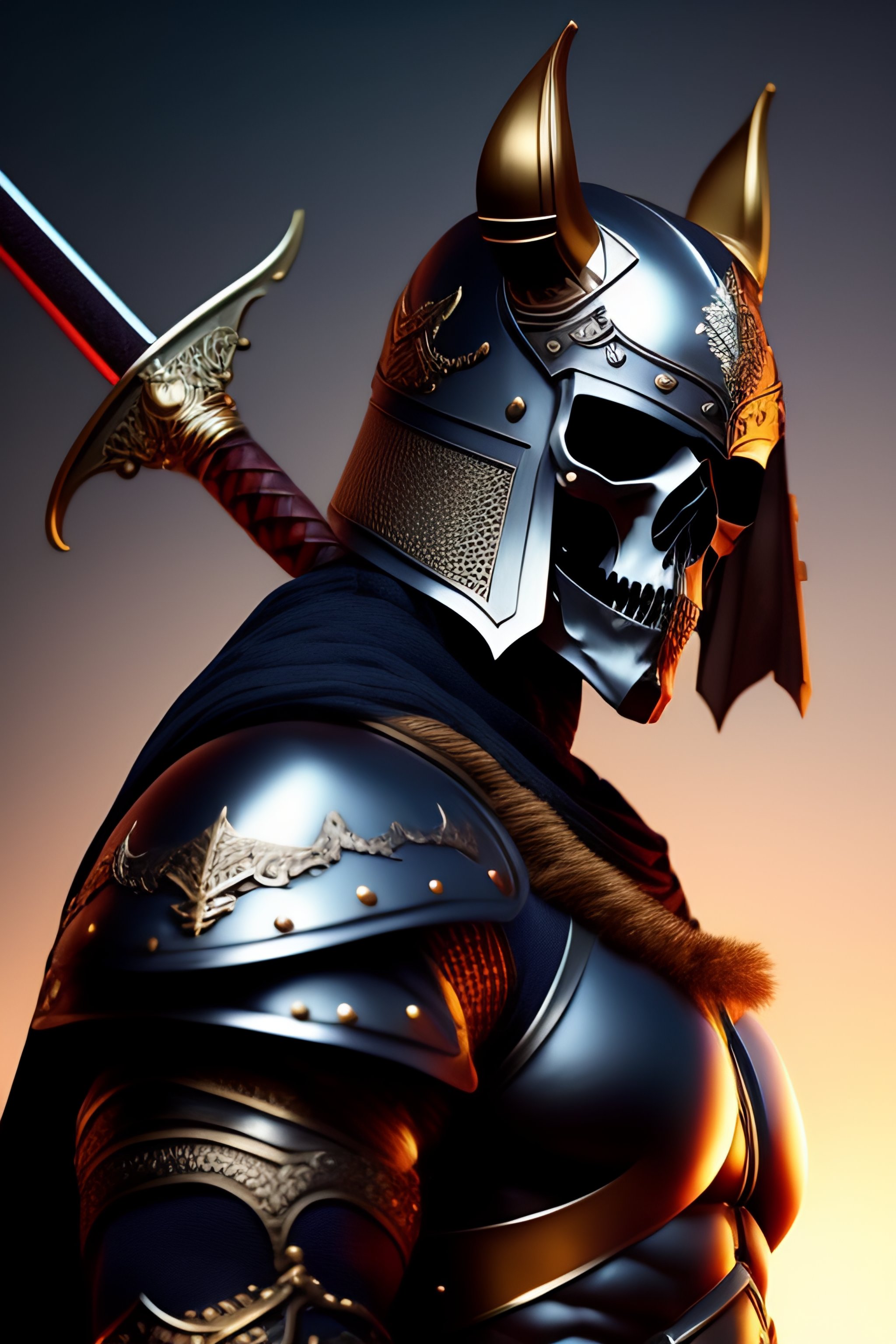 Lexica - Muscular man wearing full body bone armour and a skull mask ...