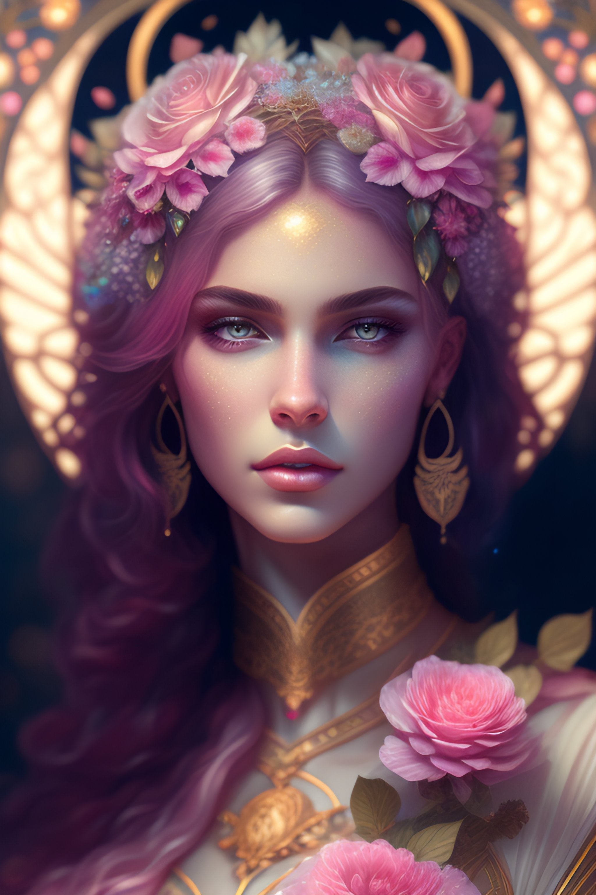 Lexica - Symmetry, beautiful floral and glitter fairy, hyper realistic ...