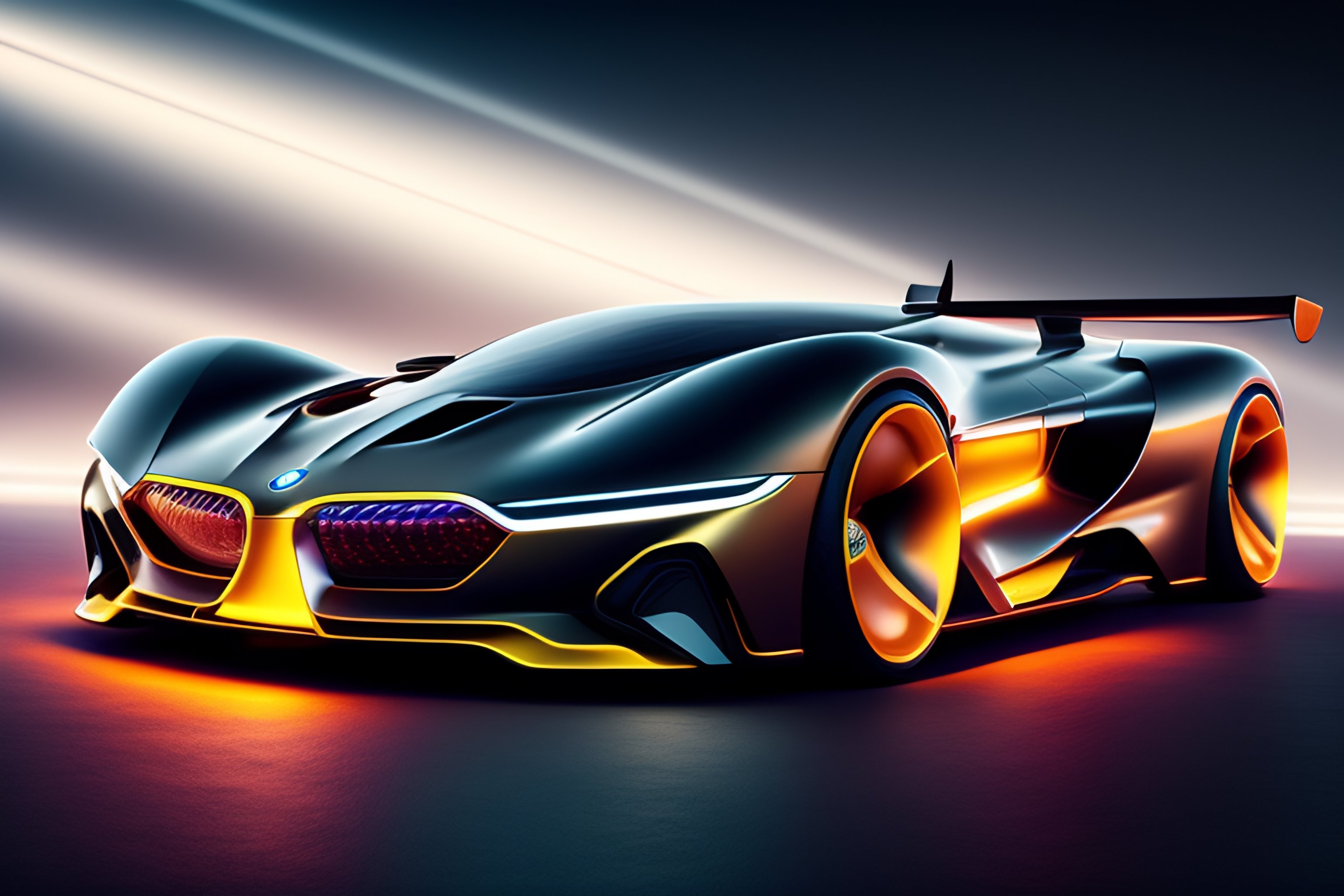 Lexica - Futuristic BMW supercar with glowing elements on side
