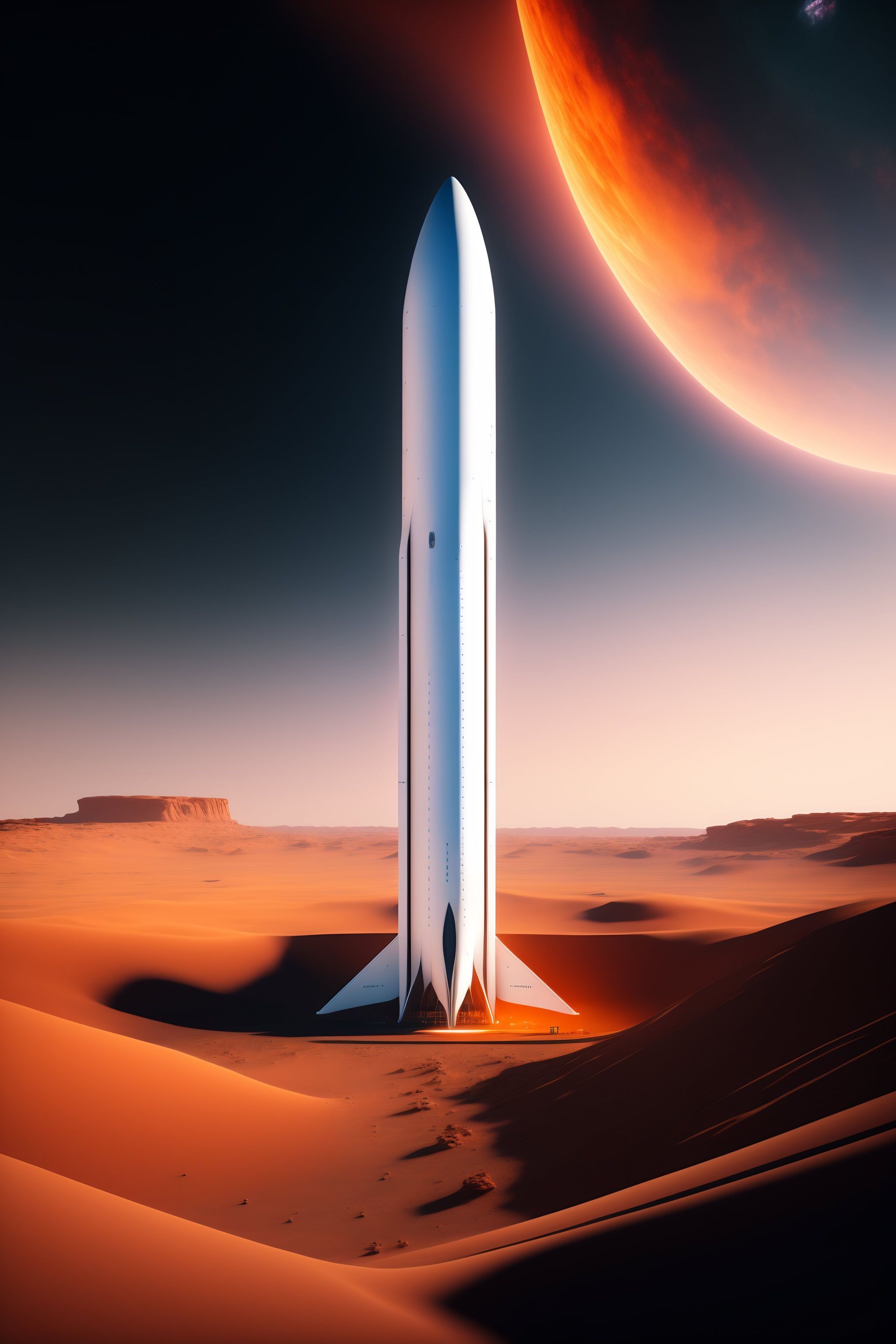 Lexica - 50mm Photograph of SpaceX starship designed by SpaceX landed ...