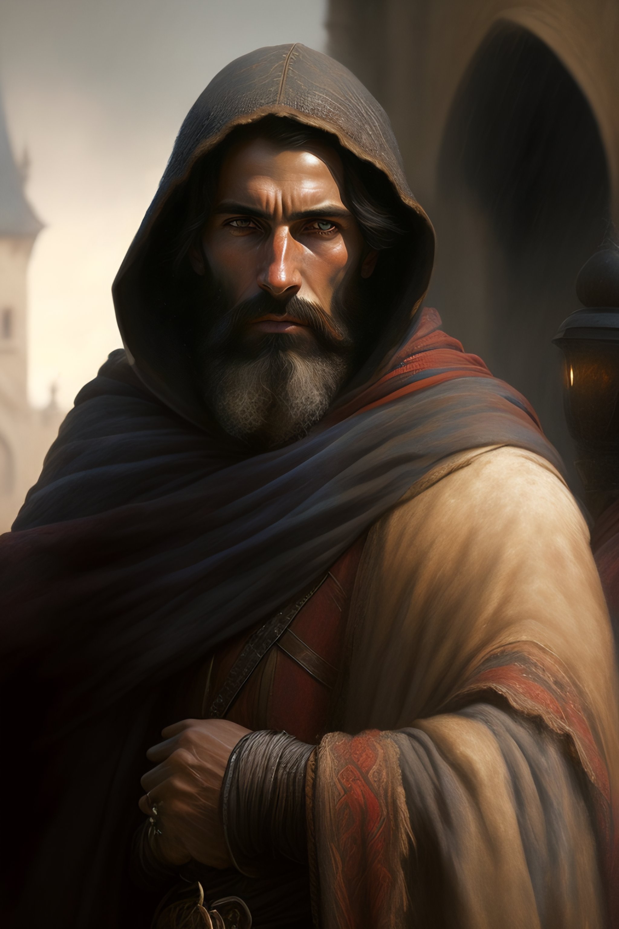 Lexica - Medieval portrait of a beggar in ragged cloth sharp features ...