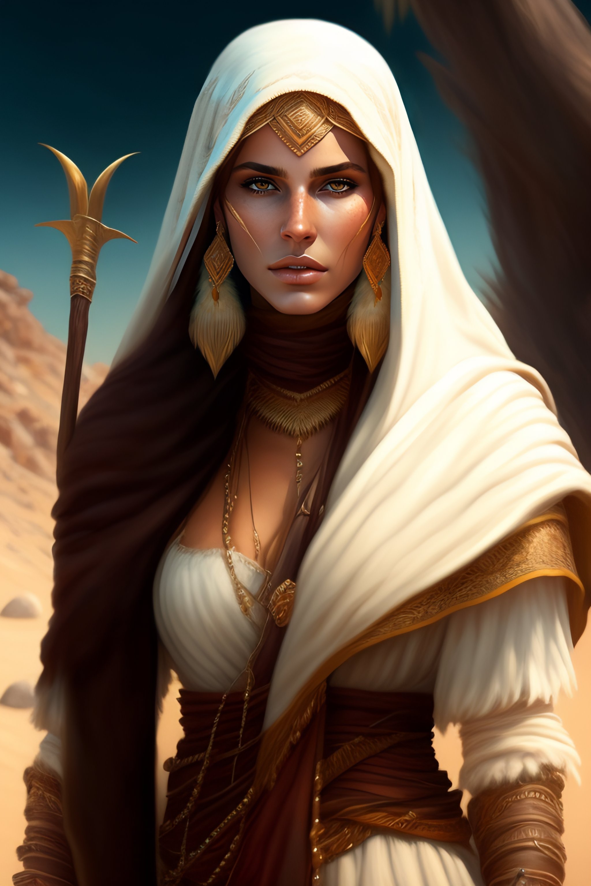 Lexica - A full body portrait of a beautiful female bedouin blind pulp ...