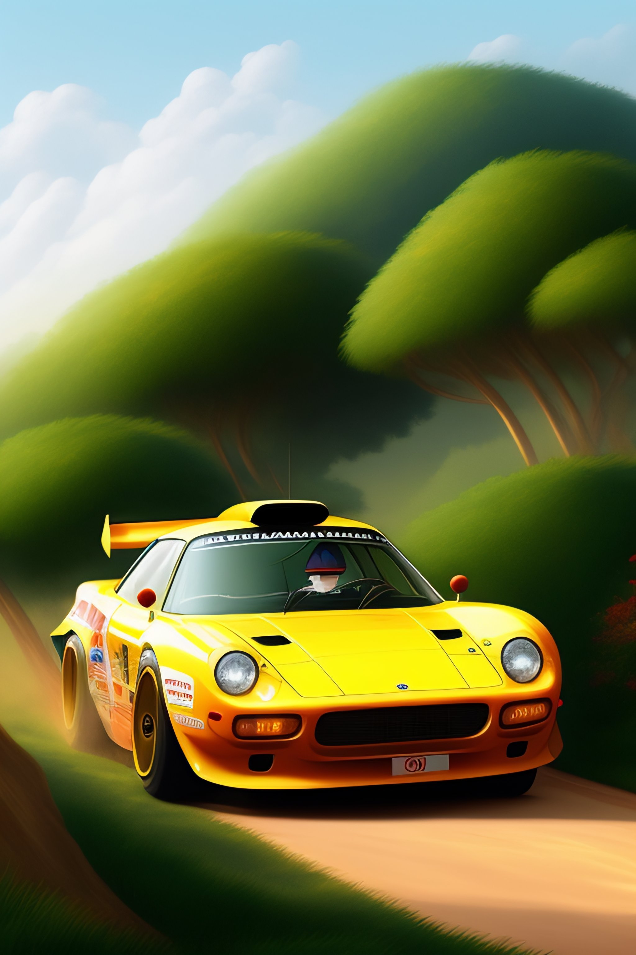 Lexica - Studio ghibli's, rally car transparent background