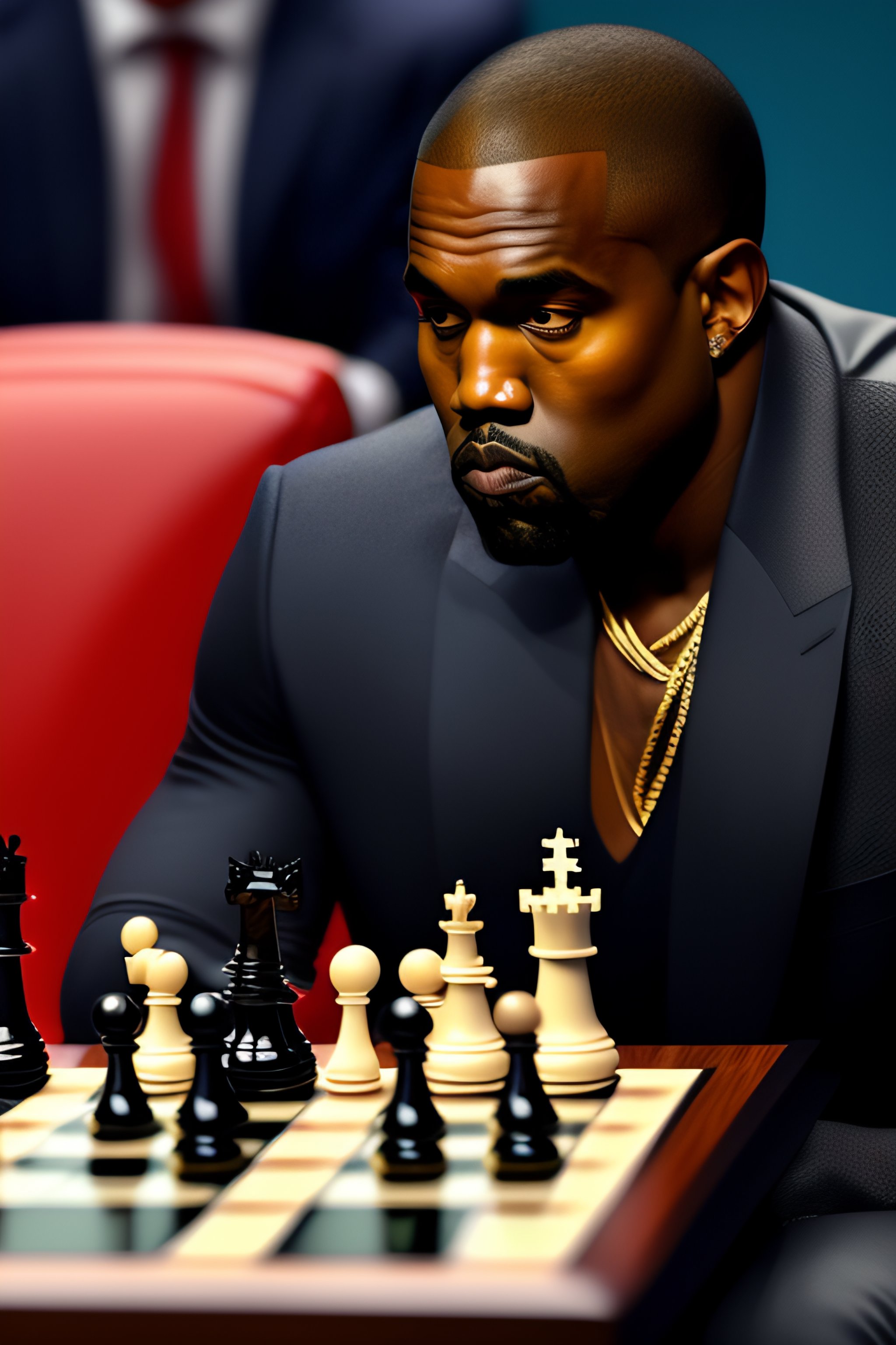 Lexica - Kanye West plays chess against a squirrel