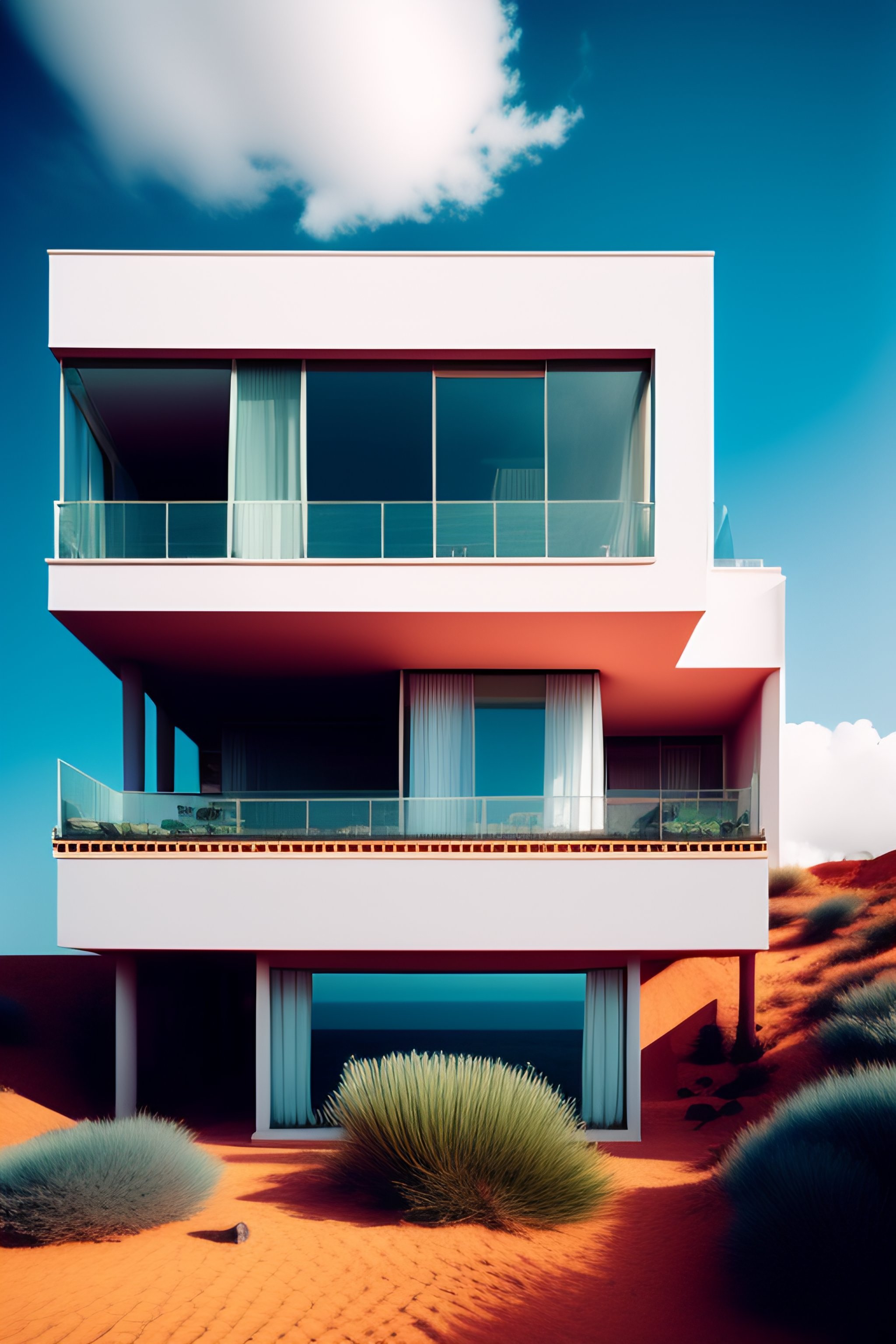 Lexica - Photograph of modern moroccan home by the ocean taken with ...