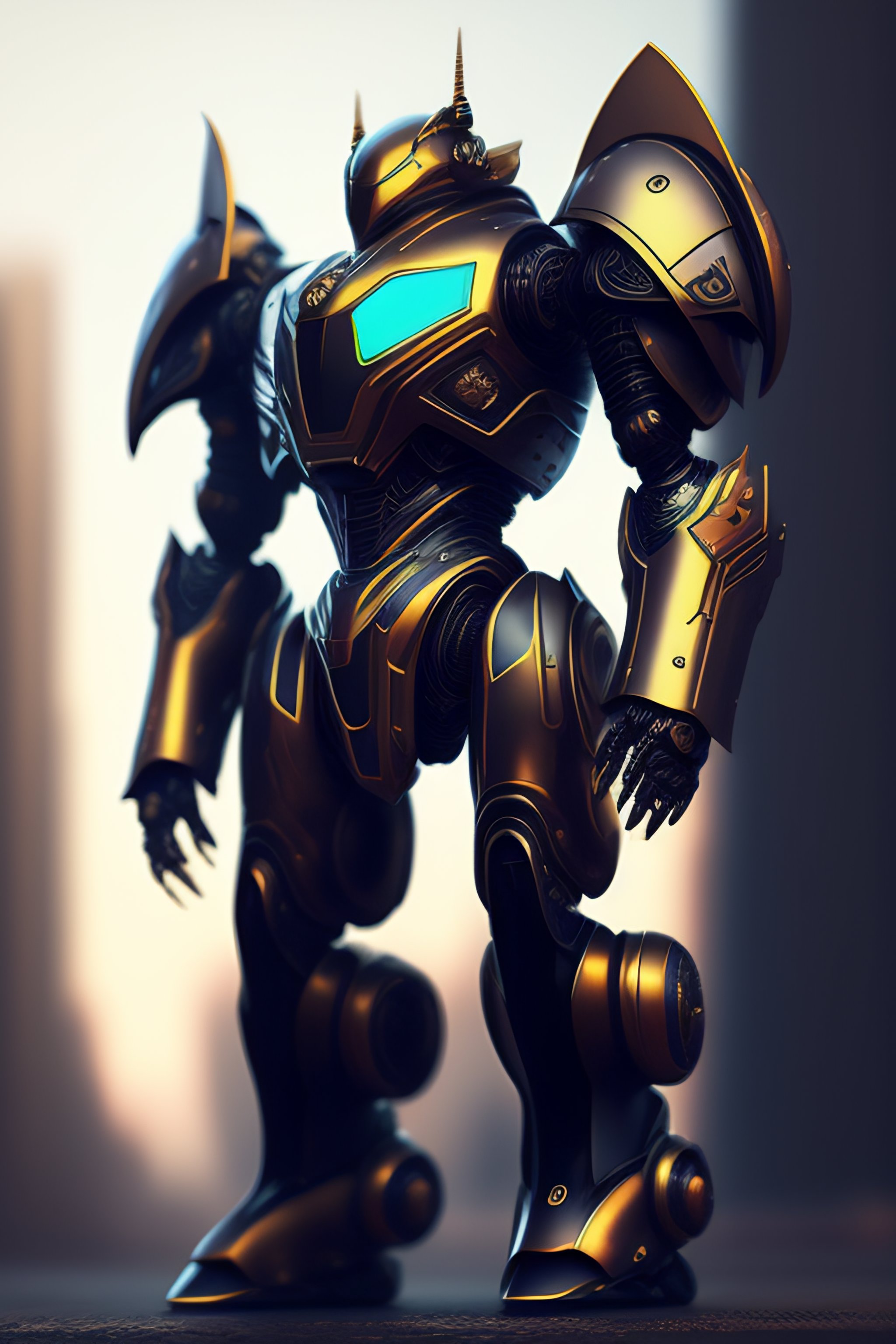 Lexica - Cyberpunk style robot frog battle armor full body pristine