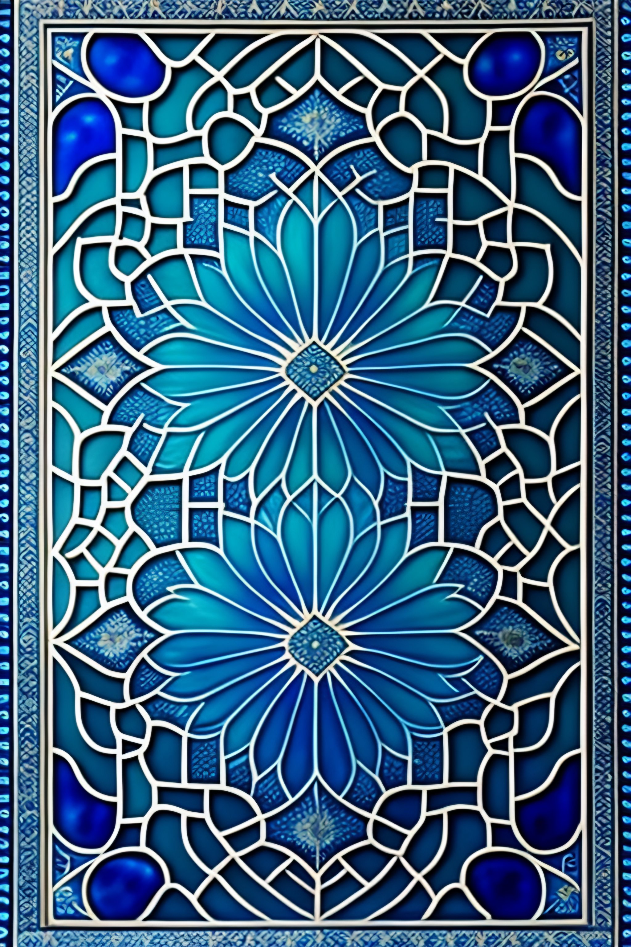 Lexica - Persian tile design in shades of blue and green