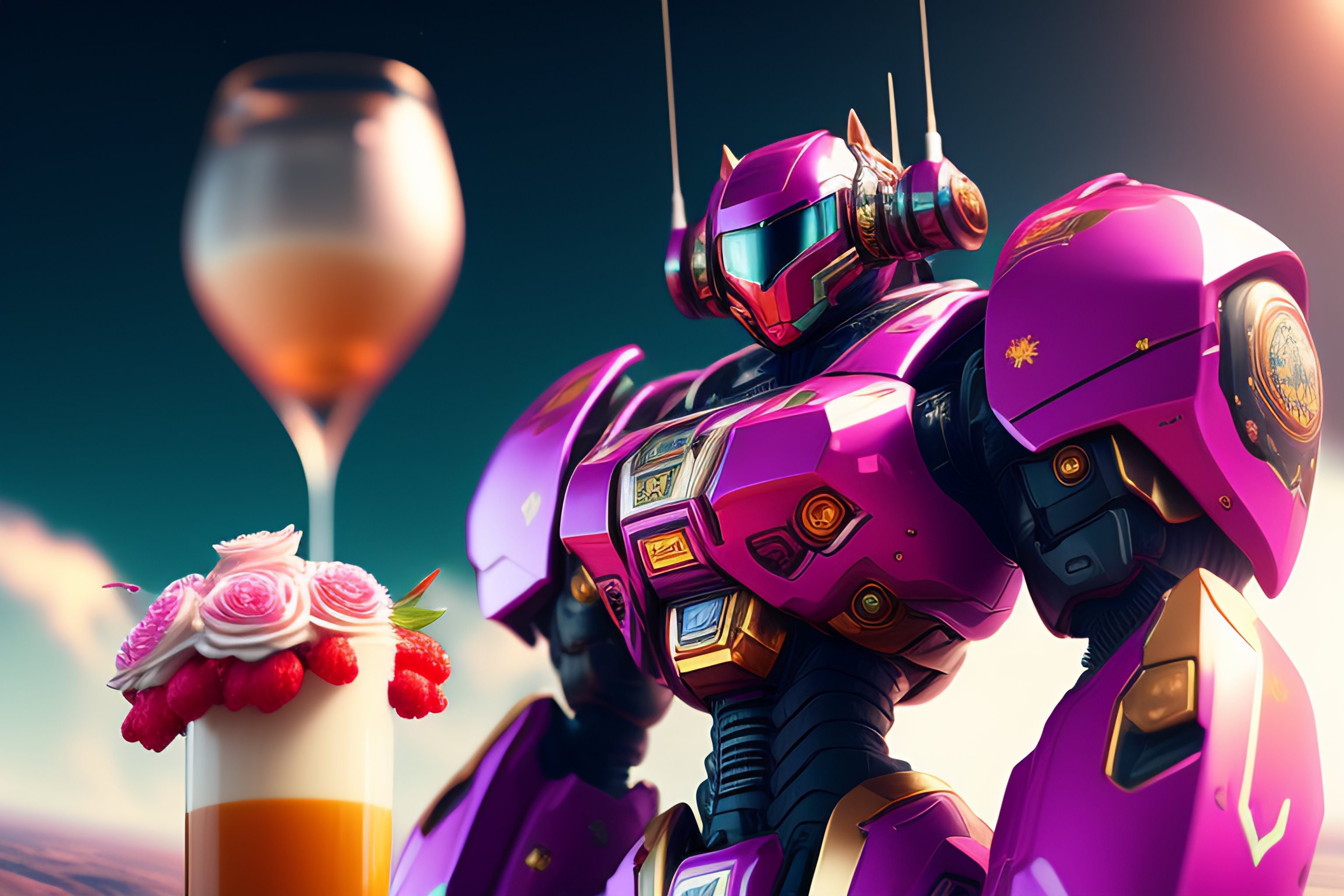 Lexica - Mdjrny-v4 battle mecha with roses and machine guns in your ...