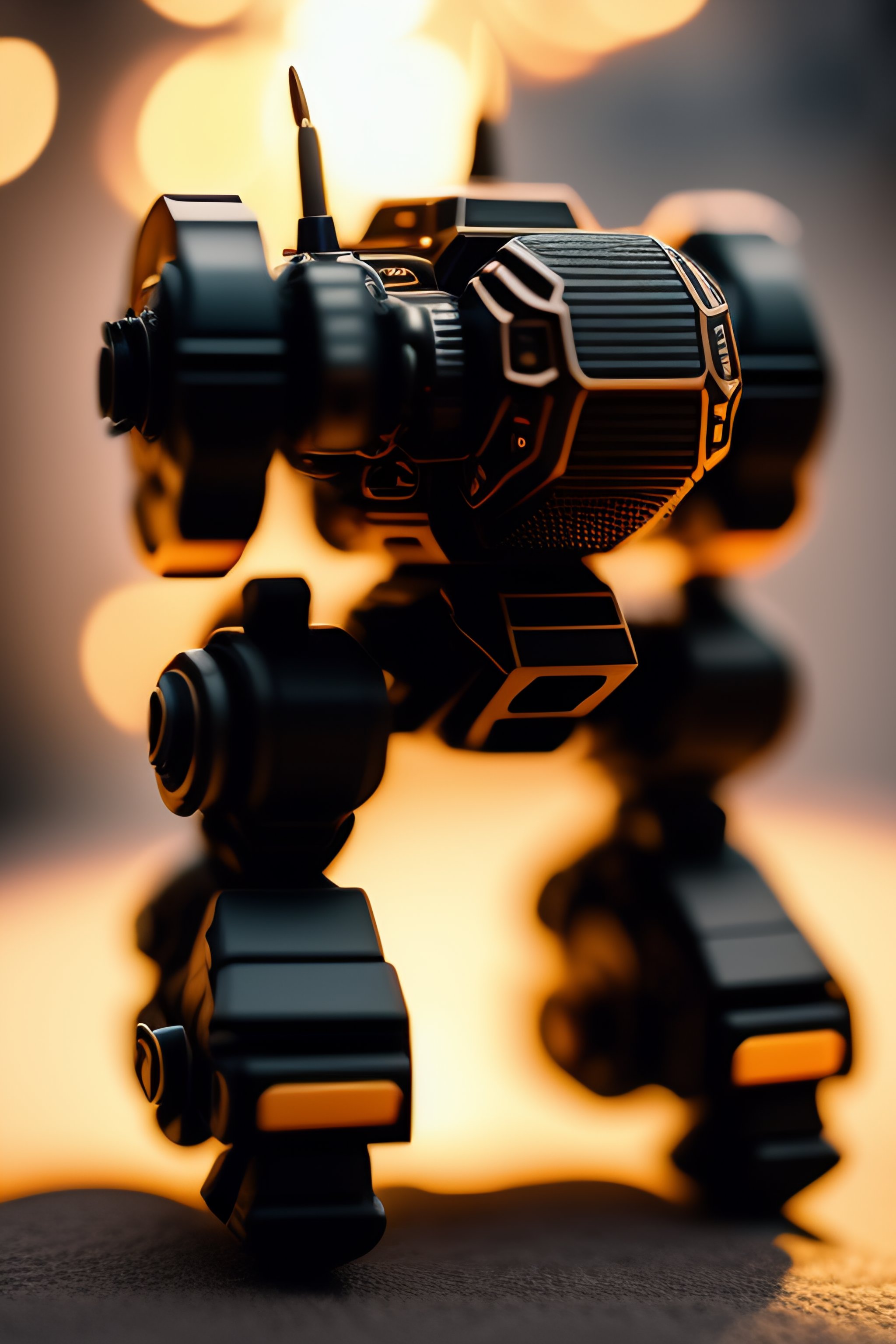 Lexica - Photograph of a war mech with hexagonal weapon. extremely ...