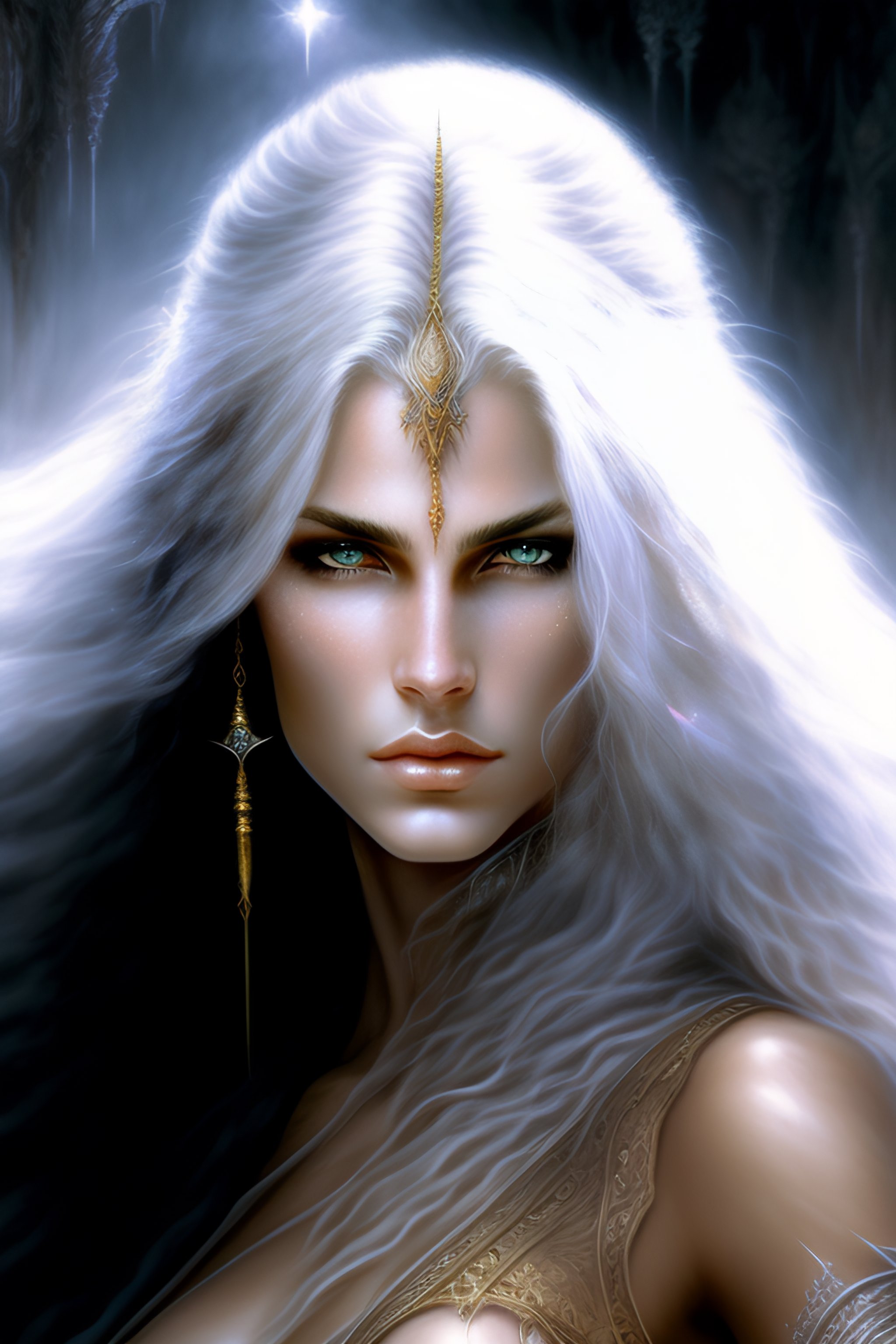 Lexica - Godess with long white hair, art by luis royo, sorcerer ...