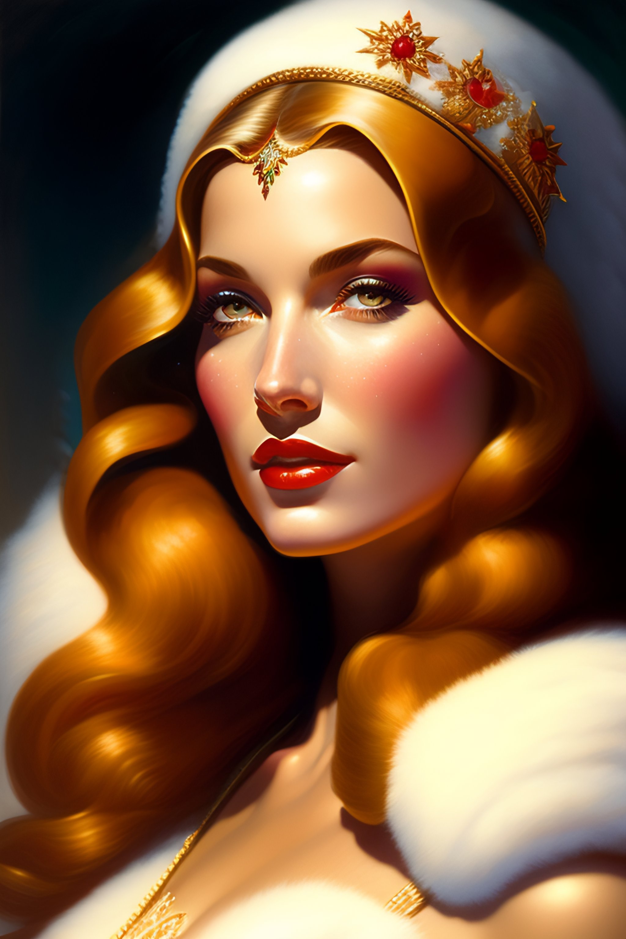 Lexica - Portrait of shellyfine as a Snow maiden, christmas, centered ...