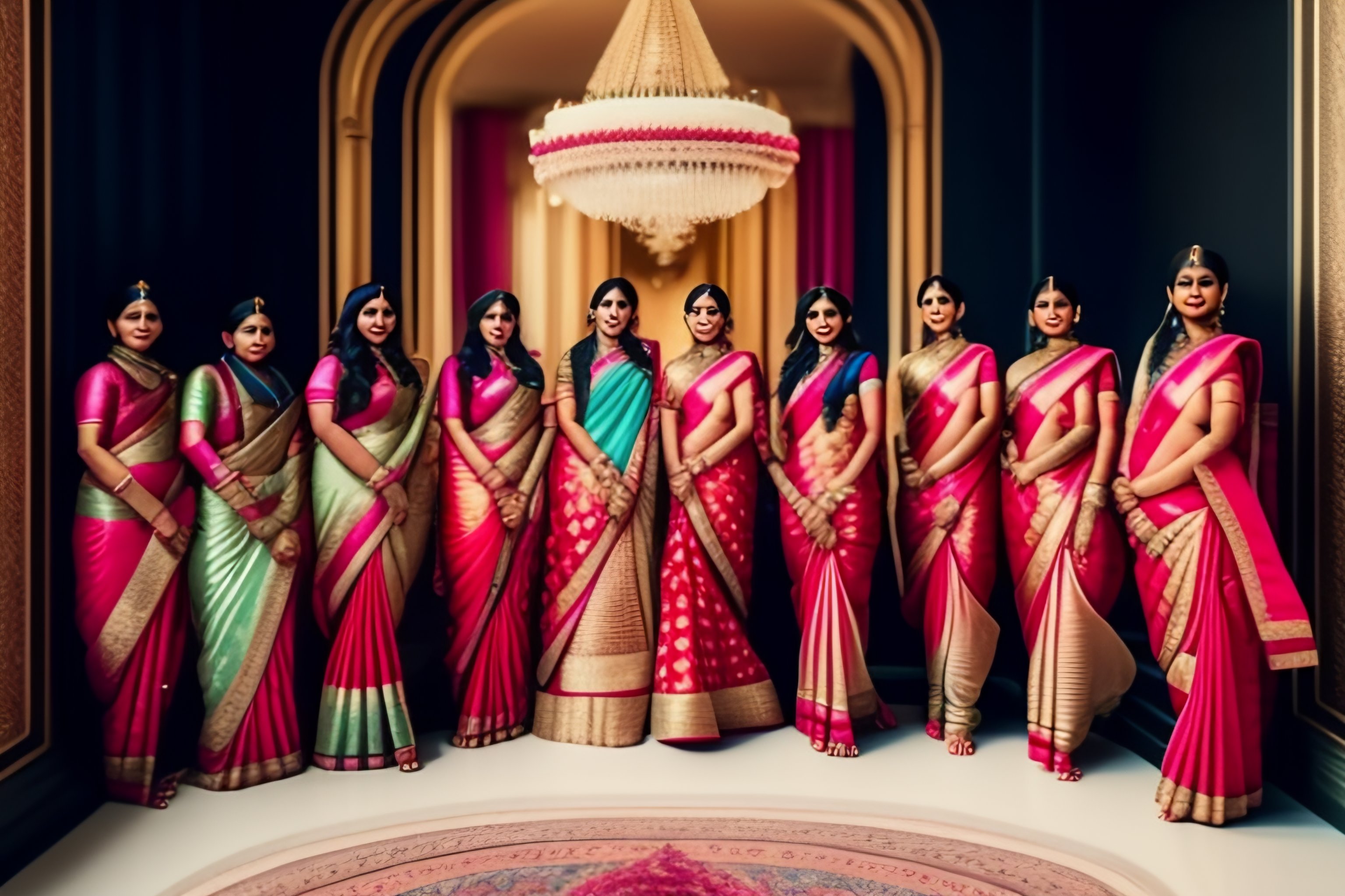 Lexica - A group of beautiful indian princesses smiling standing in a ...
