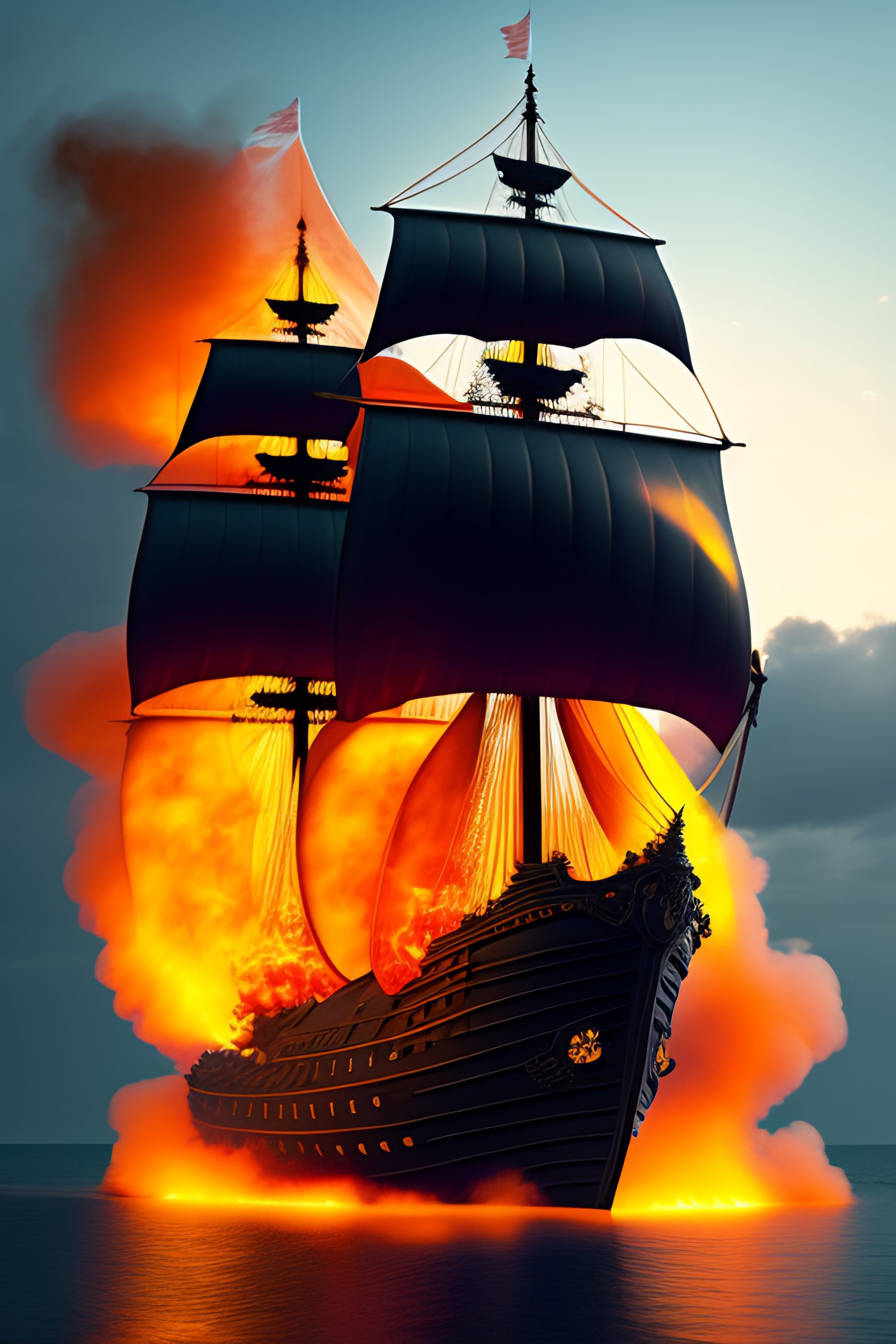 Pirate Ship On Fire