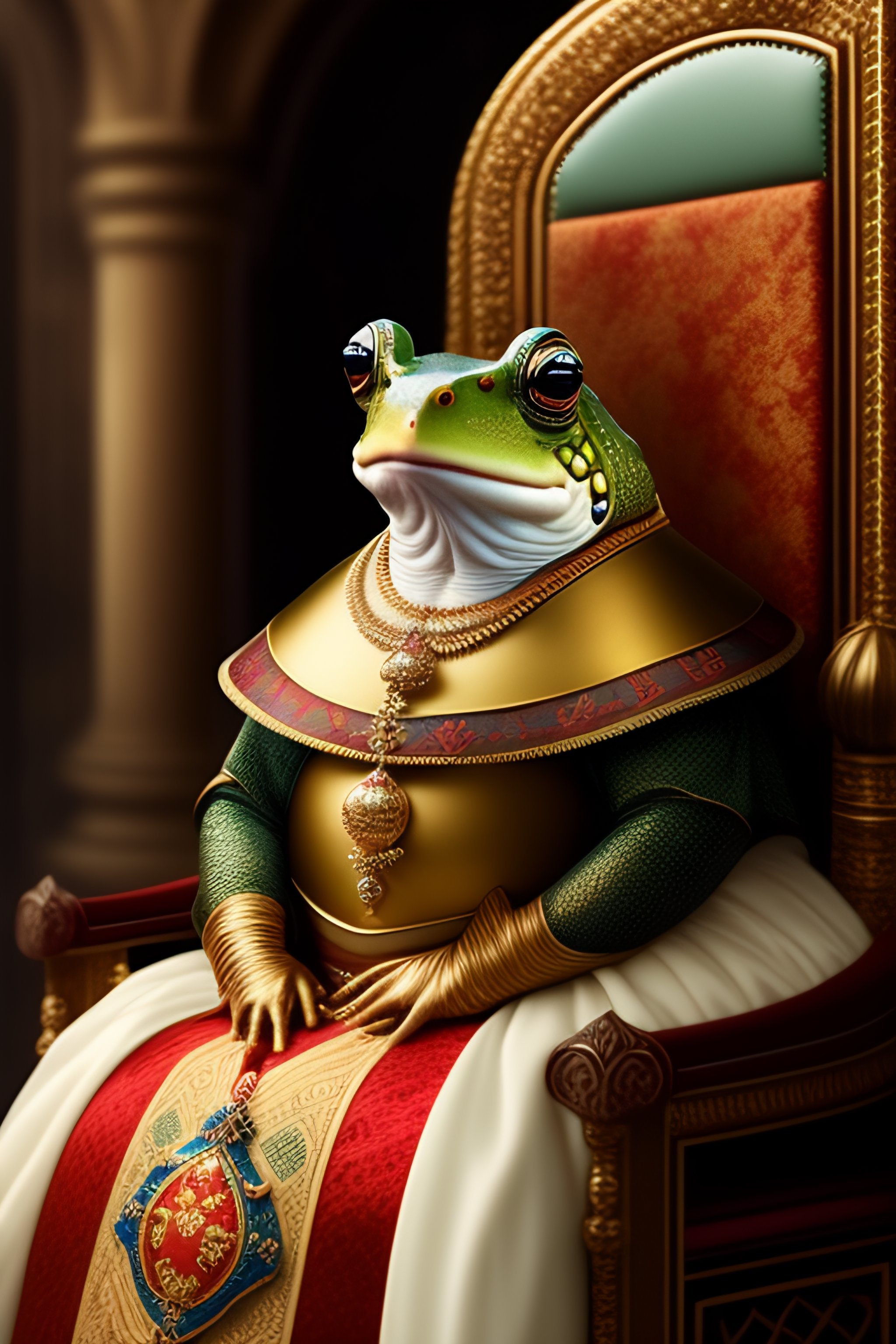 Lexica - Portrait of an anthropomorphic frog dressed as a medieval king ...
