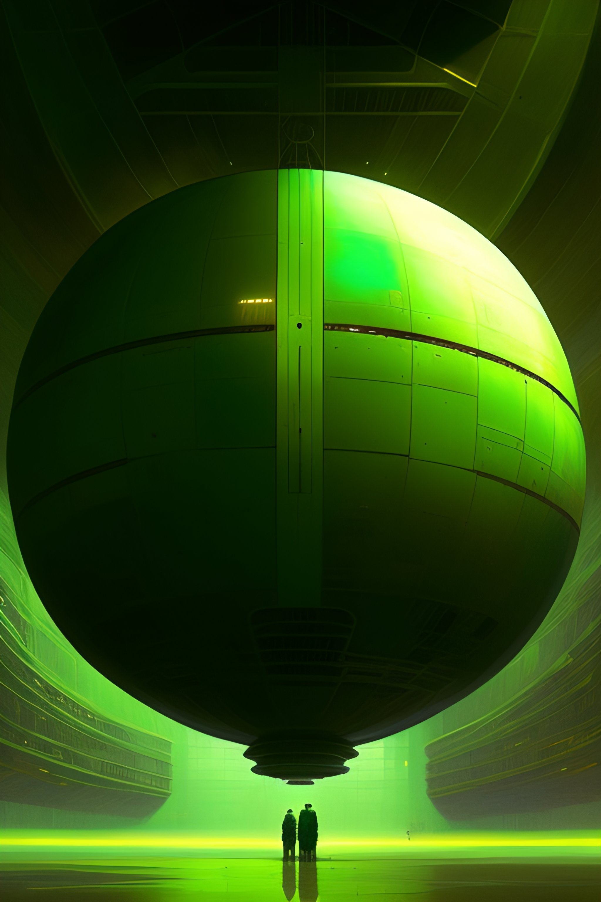 Lexica - A green shiny monolith of glass in a vast starwars deathstar ...
