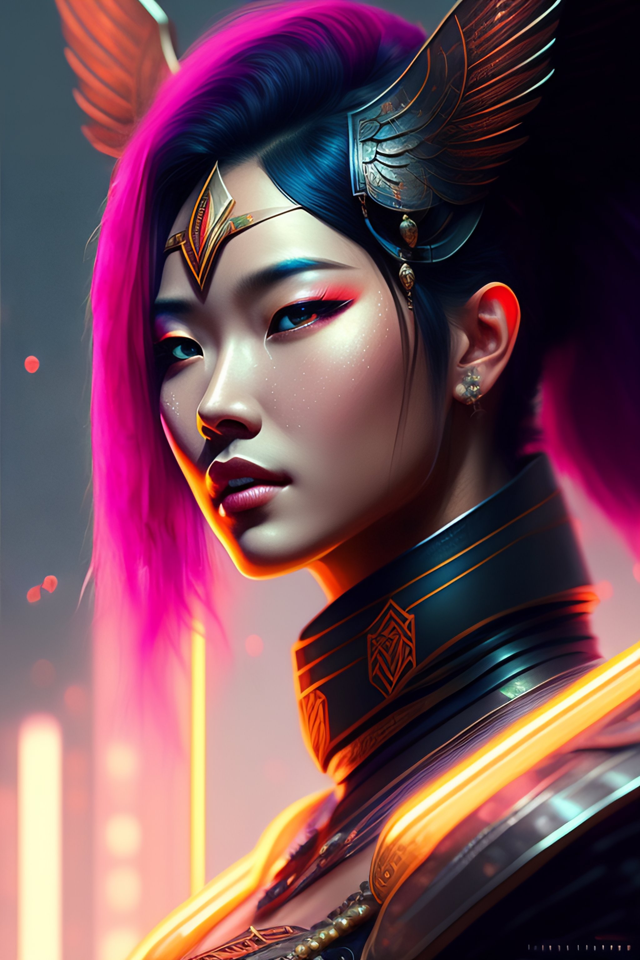 Lexica - Mid portrail front of a Valkyrie man , cyberpunk futuristic ...
